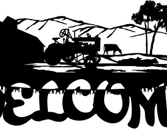 4ft Metal Sign With WELCOME Farm Scene | Etsy