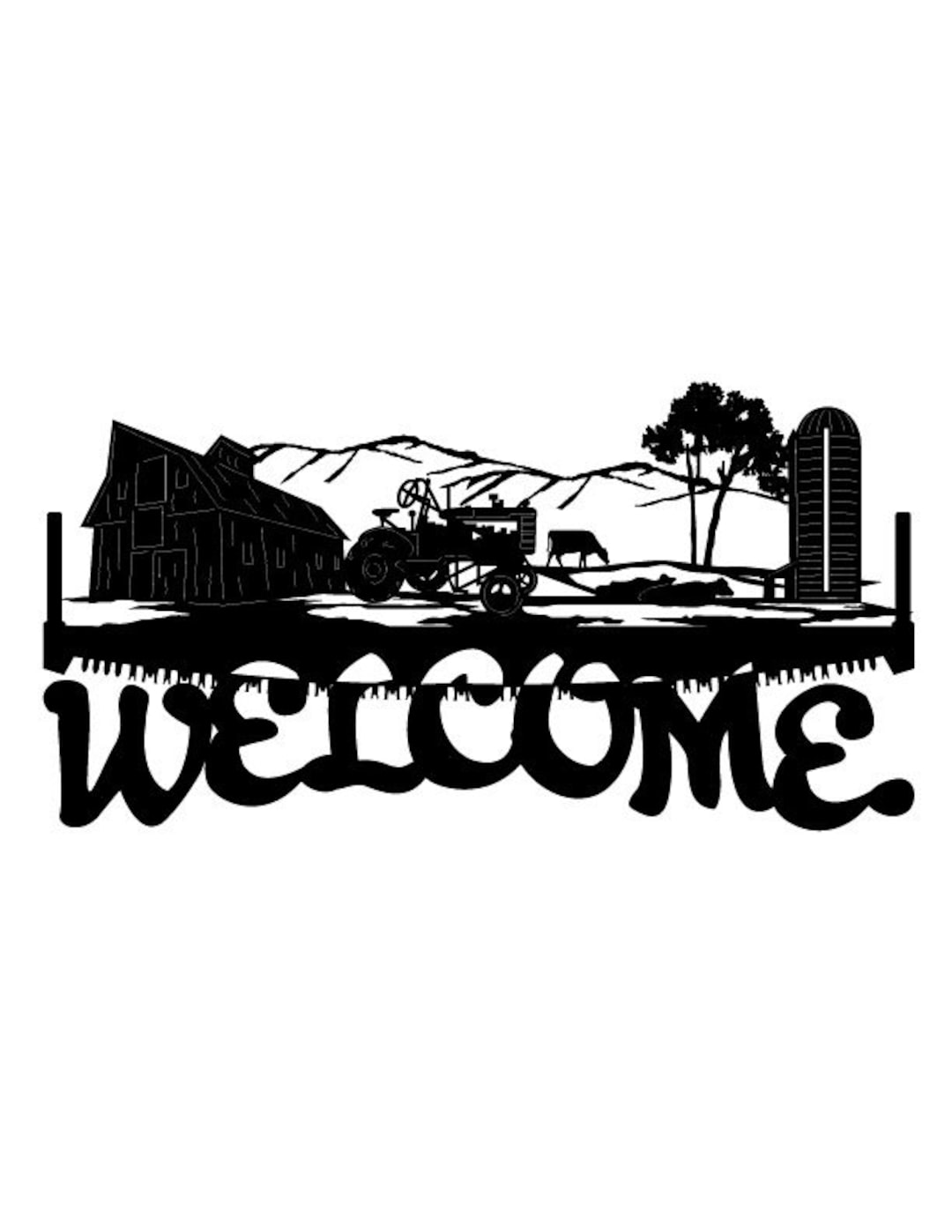 4ft Metal Sign With WELCOME Farm Scene - Etsy