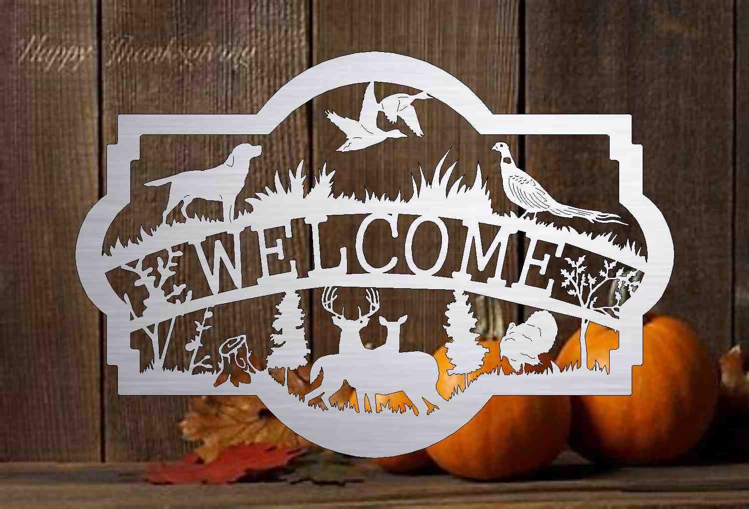 Custom Metal Sign Welcome or Personalized With Hunting Scene - Etsy UK