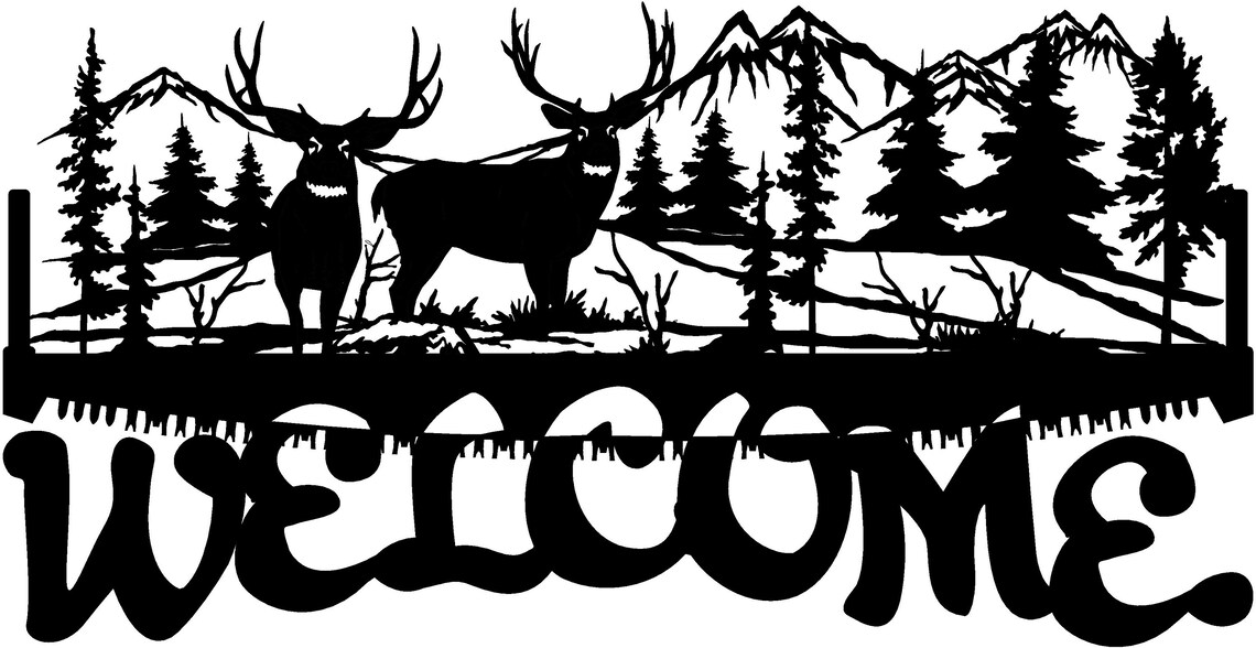 4ft Metal Sign With WELCOME DEER Scene - Etsy
