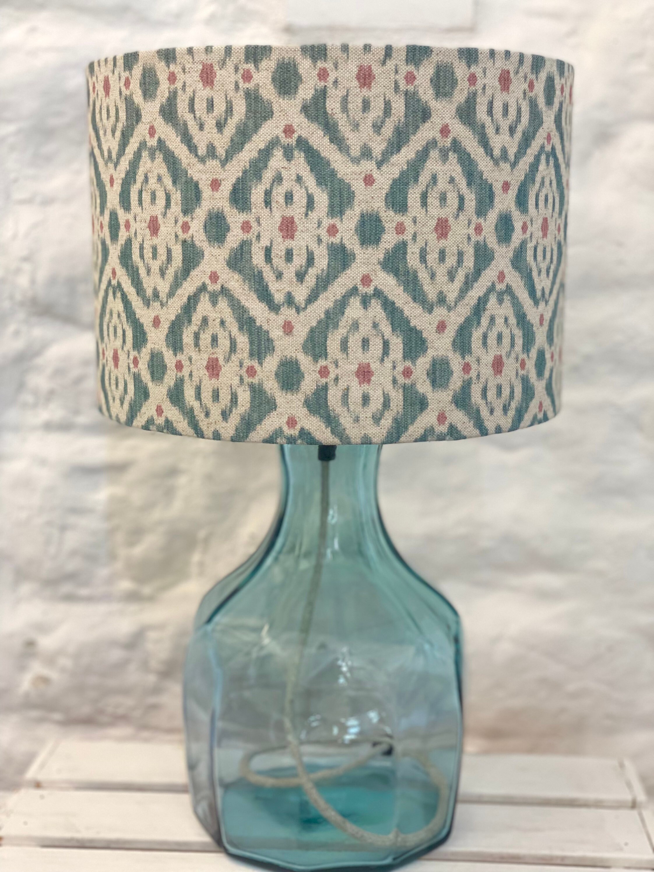 Teal Ikat Lampshade Teal and Pink Drum Lamp Shade 20cm - Etsy UK