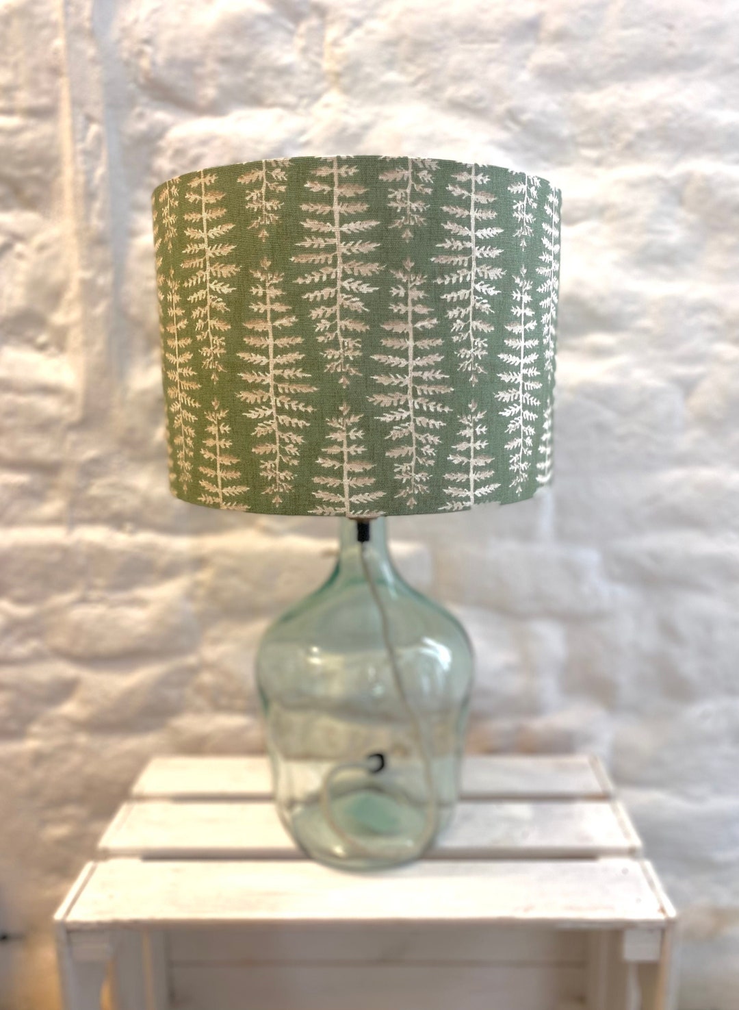 Green Fern Lampshade, Fern Leaf, Drum Lampshade, Lighting, Living Room ...