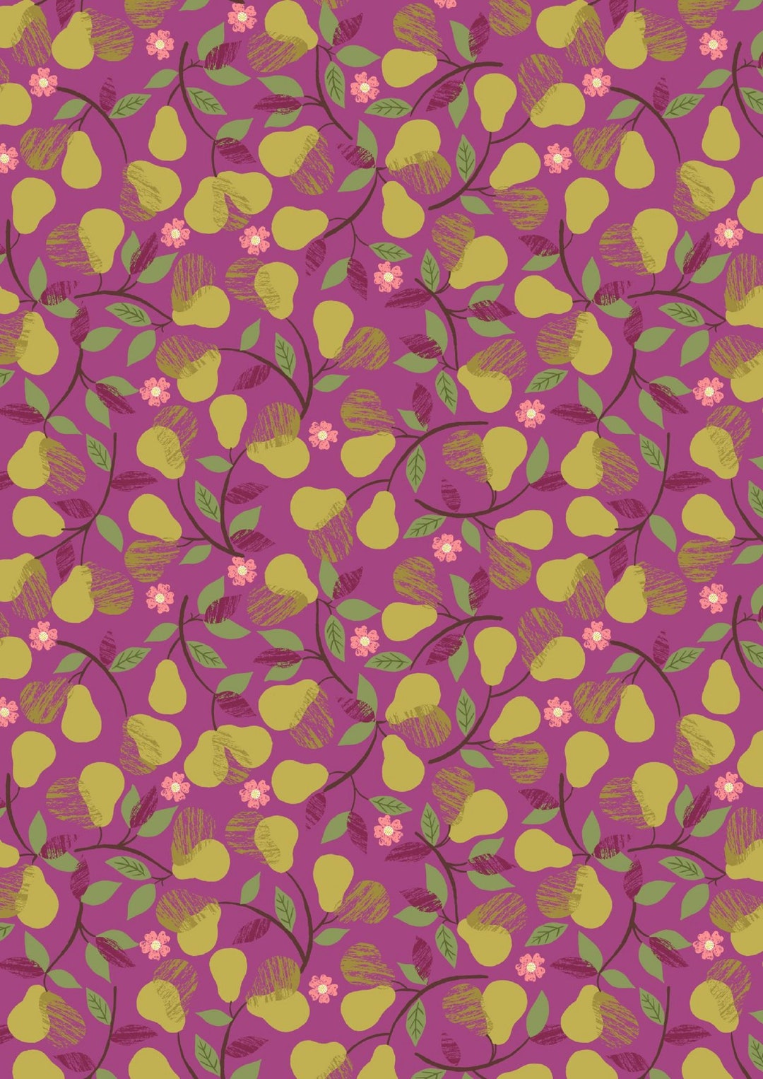 Pink Pear Tree Fabric From Lewis & Irene Harvest Autumn - Etsy