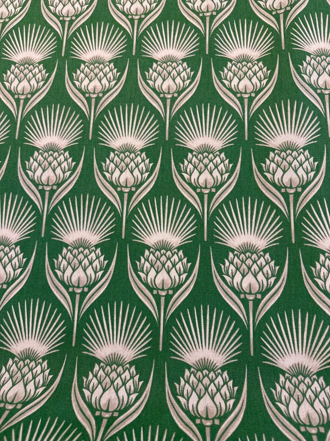 Emerald Green Thistle Fabric: Art Deco Cotton Curtain Material - Etsy