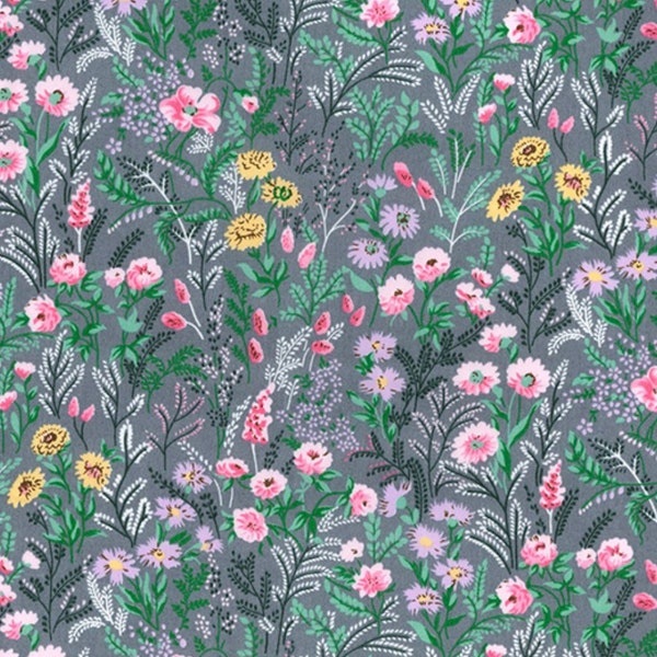 Gray Floral Fabric - Etsy