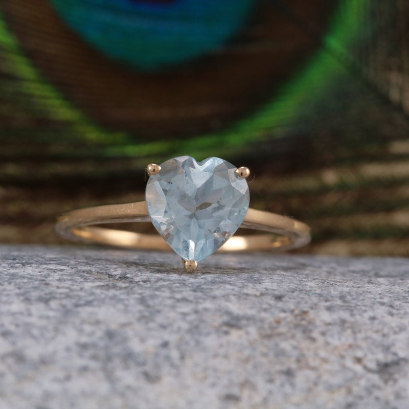 Blue Heart Ring - Etsy