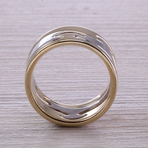 10 Mm Wide Jigsaw Puzzle Ring, Solid Two Tone Gold - Etsy UK