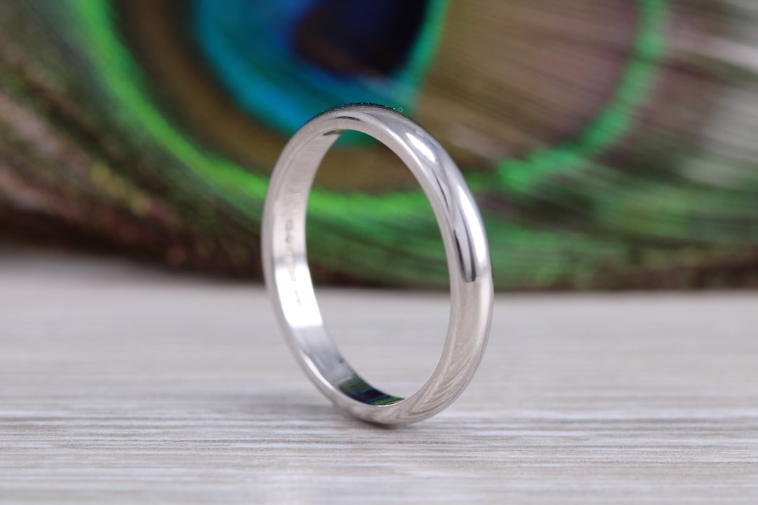 Traditional 3 Mm Wide D Profile Platinum Wedding Band - Etsy UK