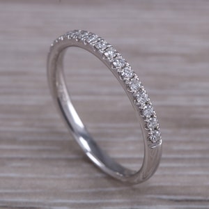 Half Circle Diamond Set Platinum Band - Etsy UK