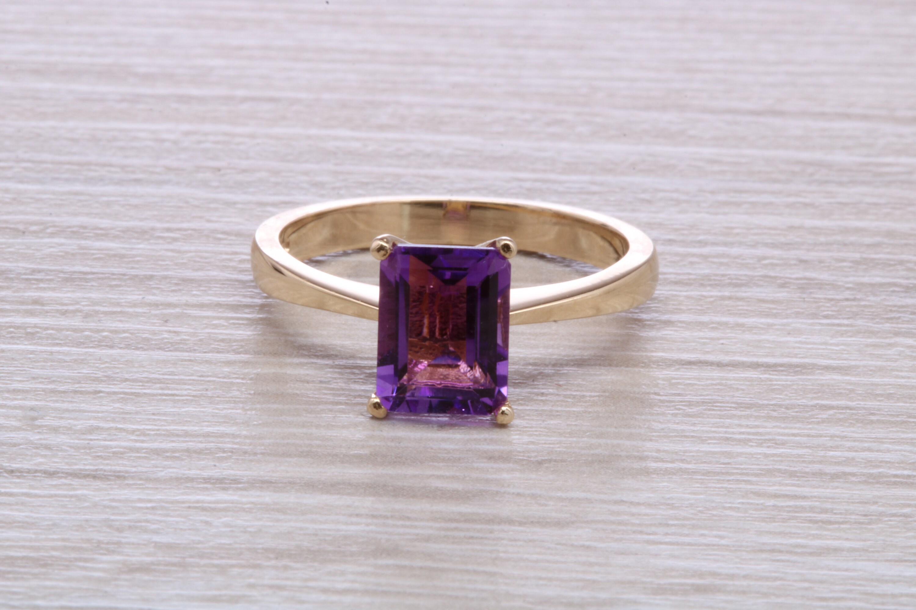 Natural Amethyst Set Yellow Gold Ring - Etsy UK