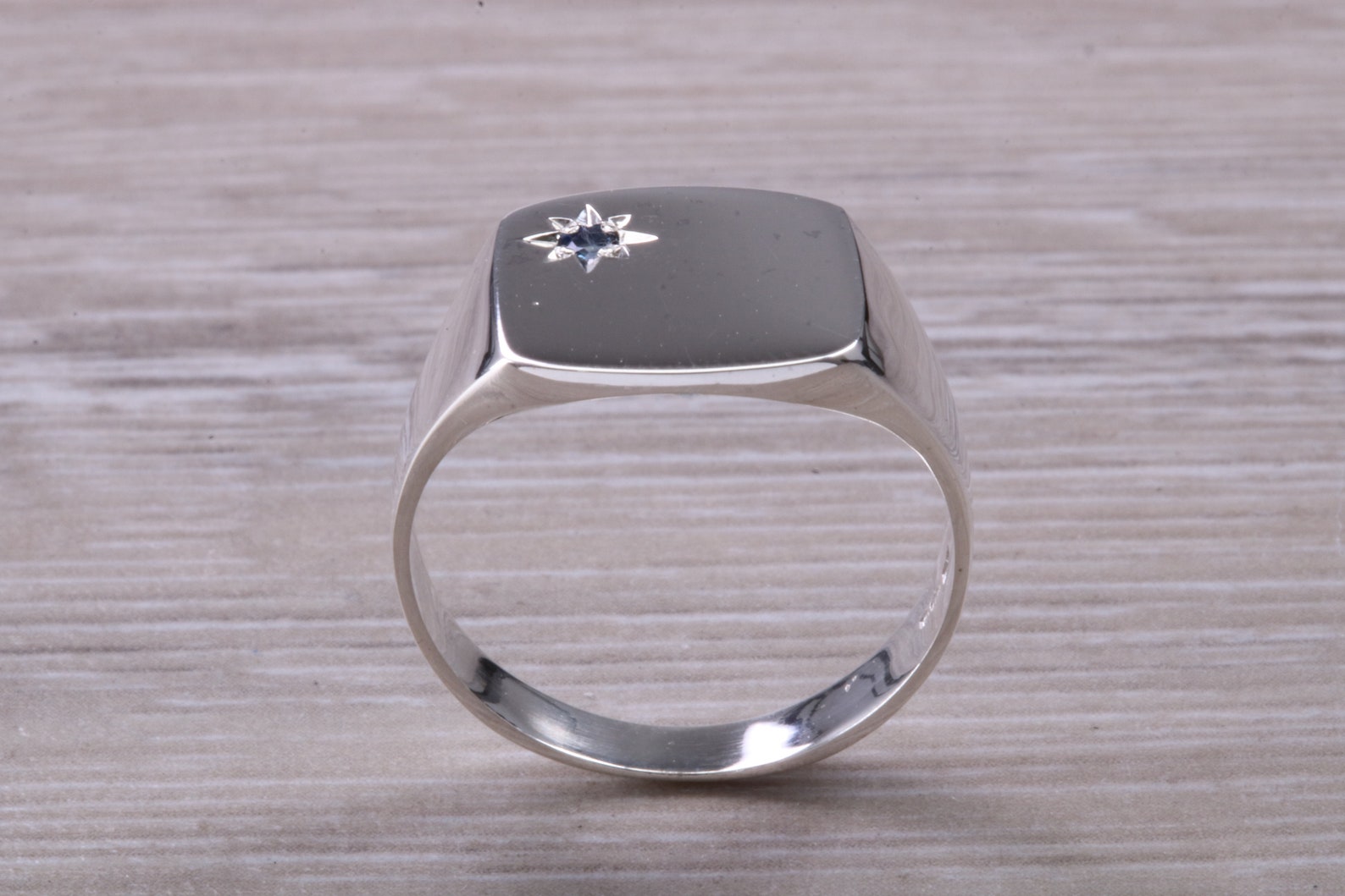 Blue Sapphire Set Signet Ring, Made in Your Choice of Precious Metals ...