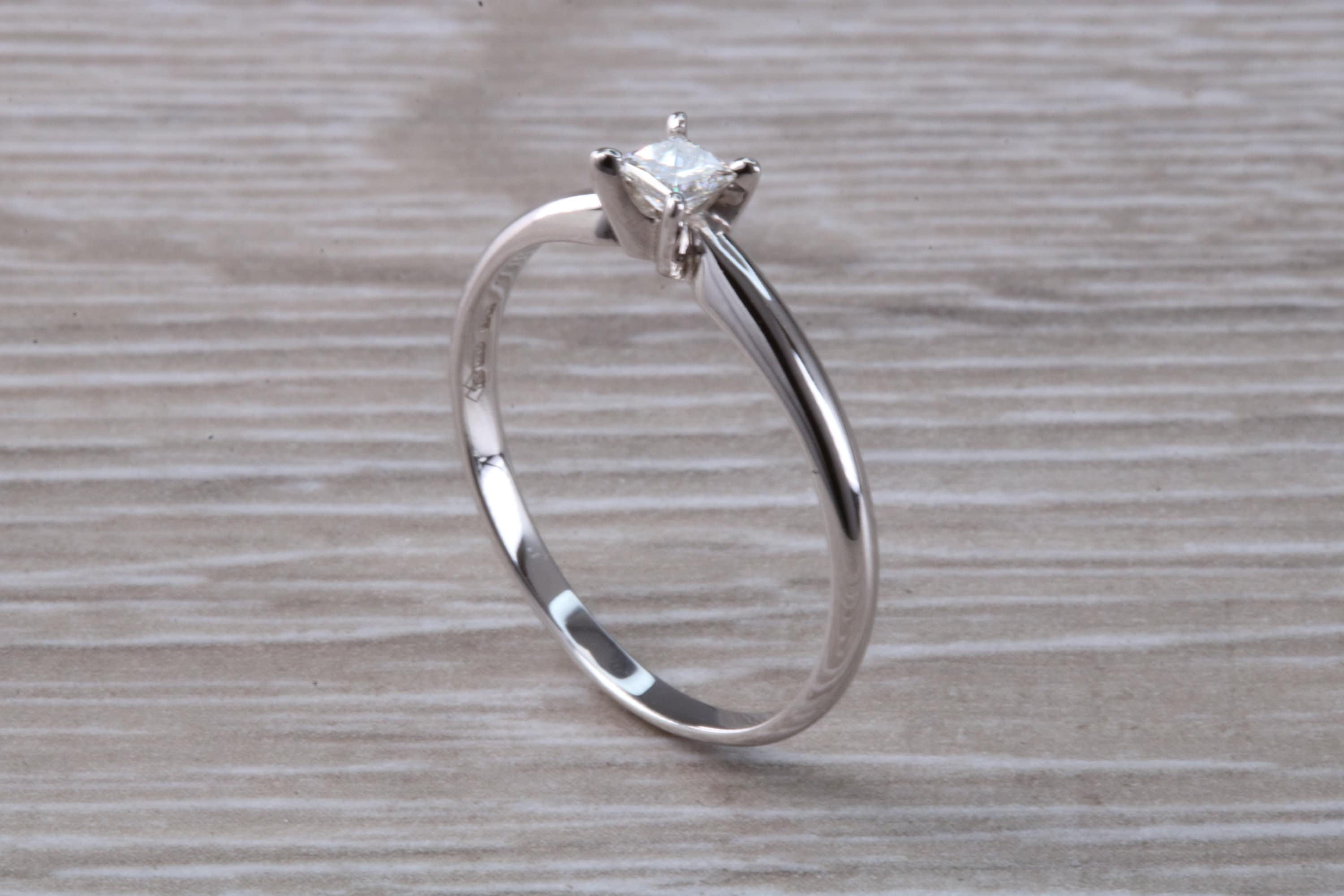 Dainty and Minimalist Princess Cut Diamond Set 18ct White Gold - Etsy UK