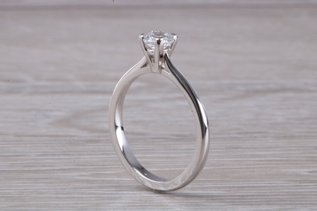 Petite and Simple Diamond Set Platinum Solitaire - Etsy