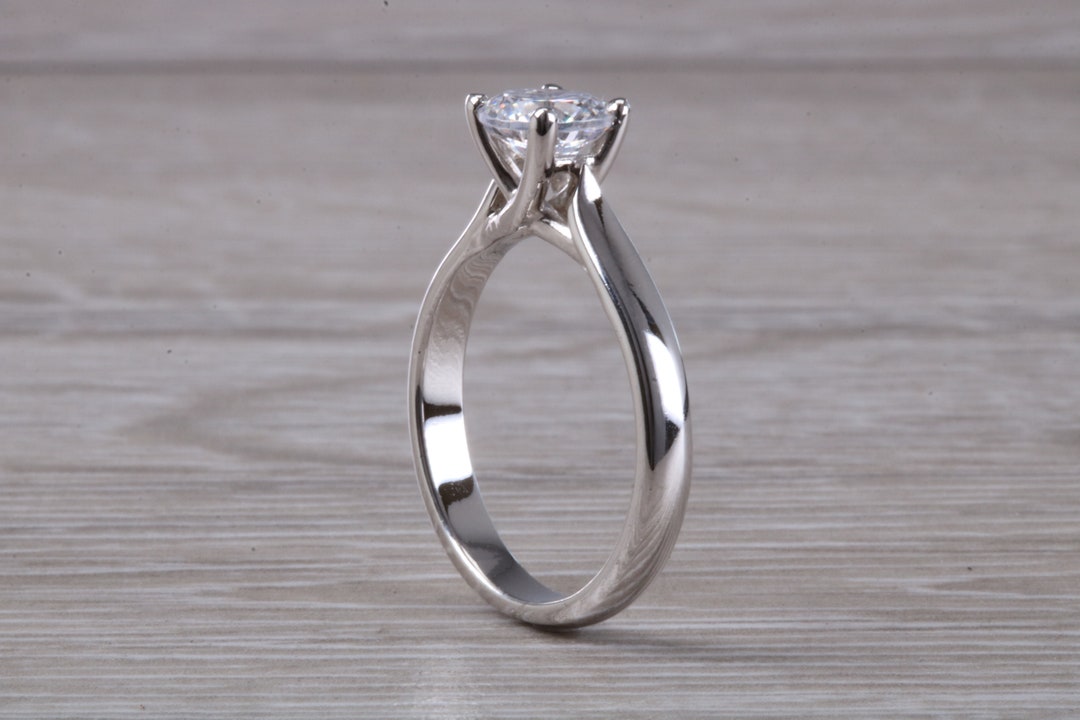 Chunky Platinum One Carat Moissanite Diamond Solitaire - Etsy