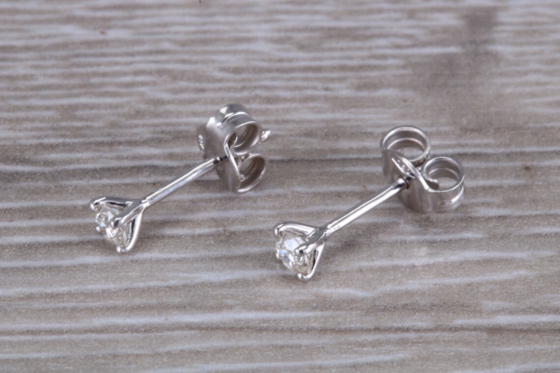 Simple Everyday Wear Diamond Solitaire Stud Earrings - Etsy