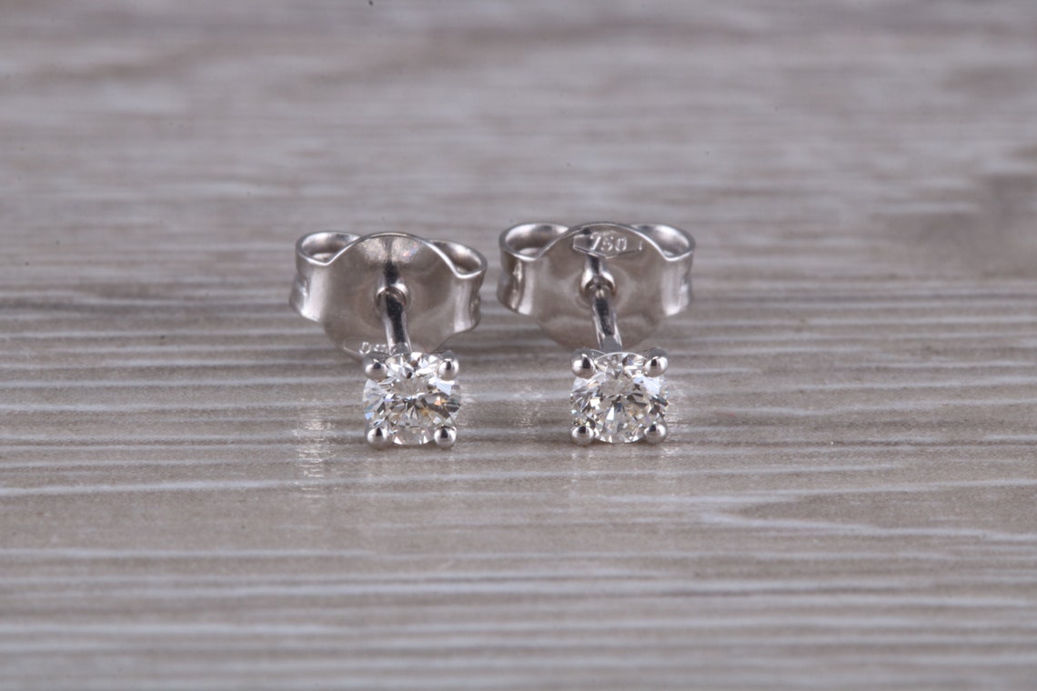 Simple Everyday Wear Diamond Solitaire Stud Earrings - Etsy