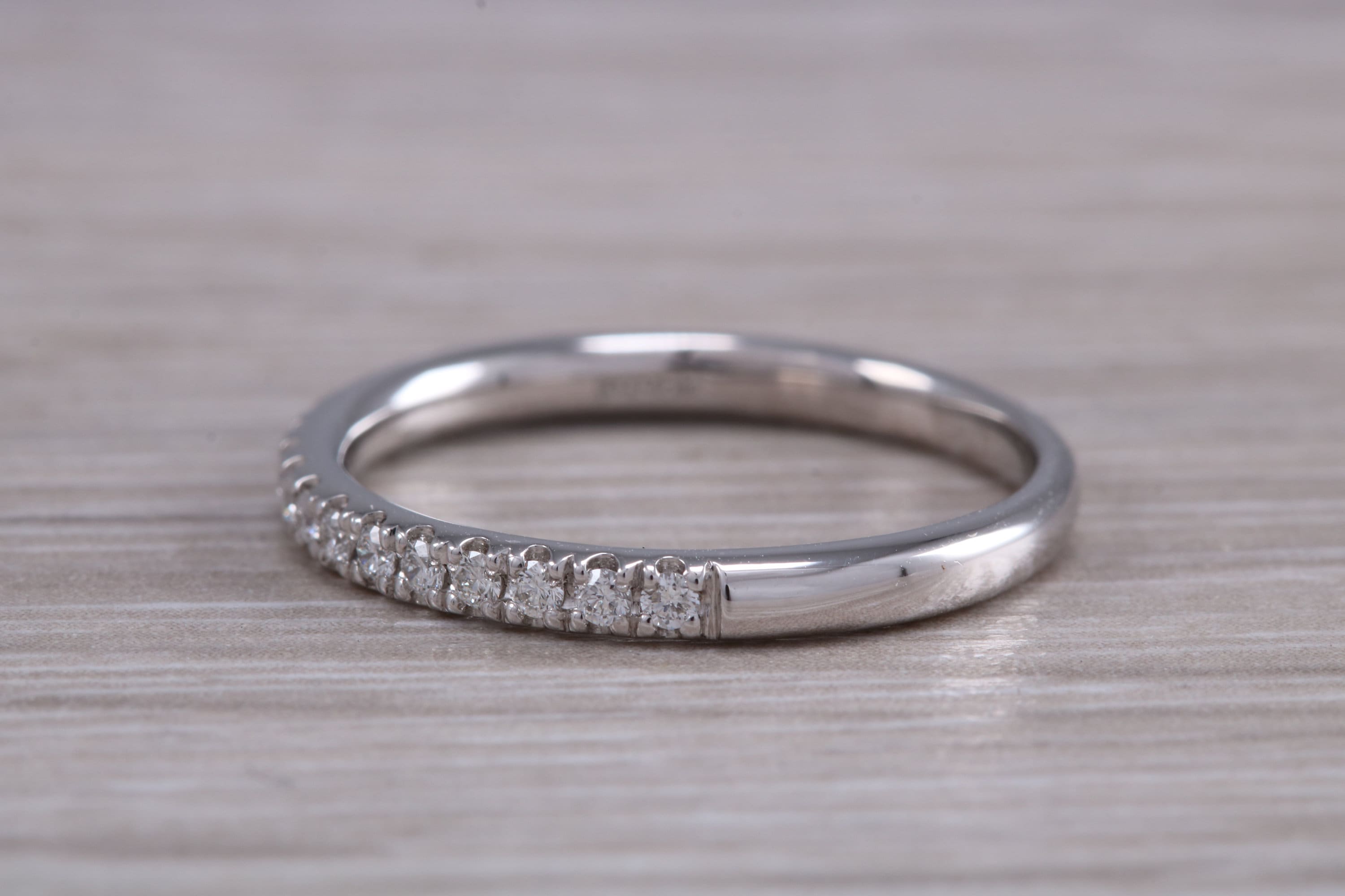 Half Circle Diamond Set Platinum Band - Etsy UK