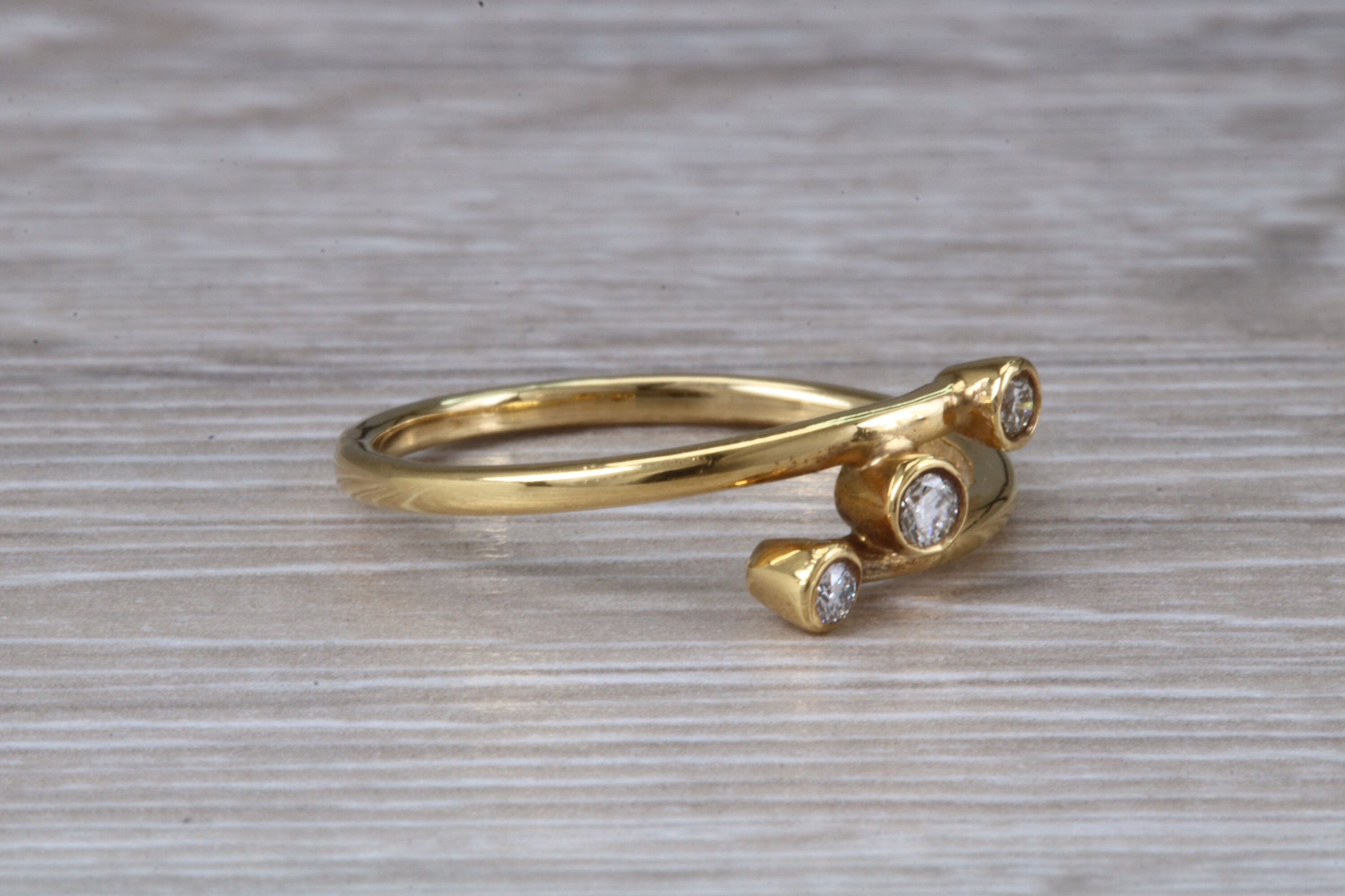 Trilogy Diamond Crossover Set Yellow Gold Ring - Etsy