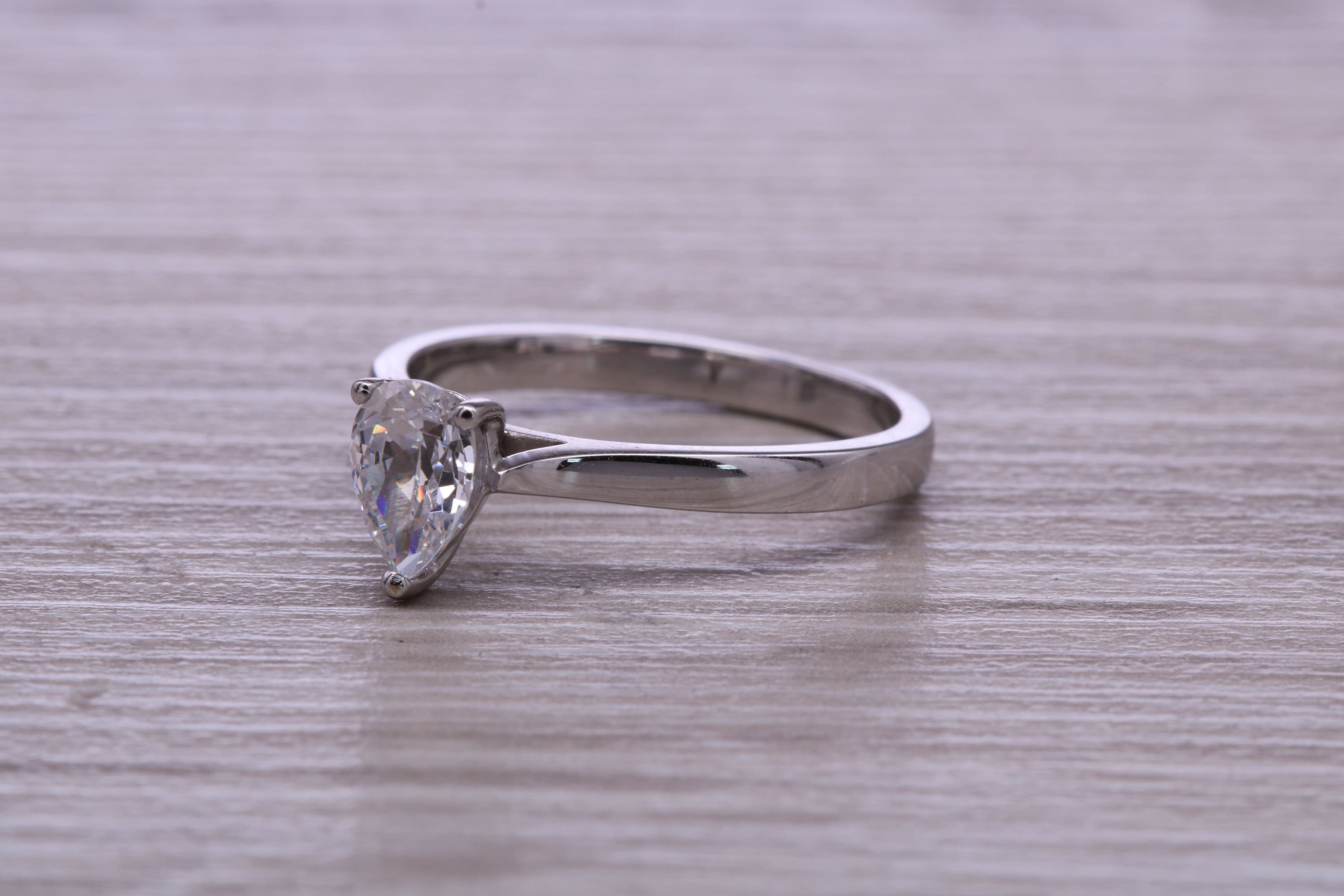 Tear Drop Cut One Carat Moissanite Diamond Set Platinum - Etsy UK