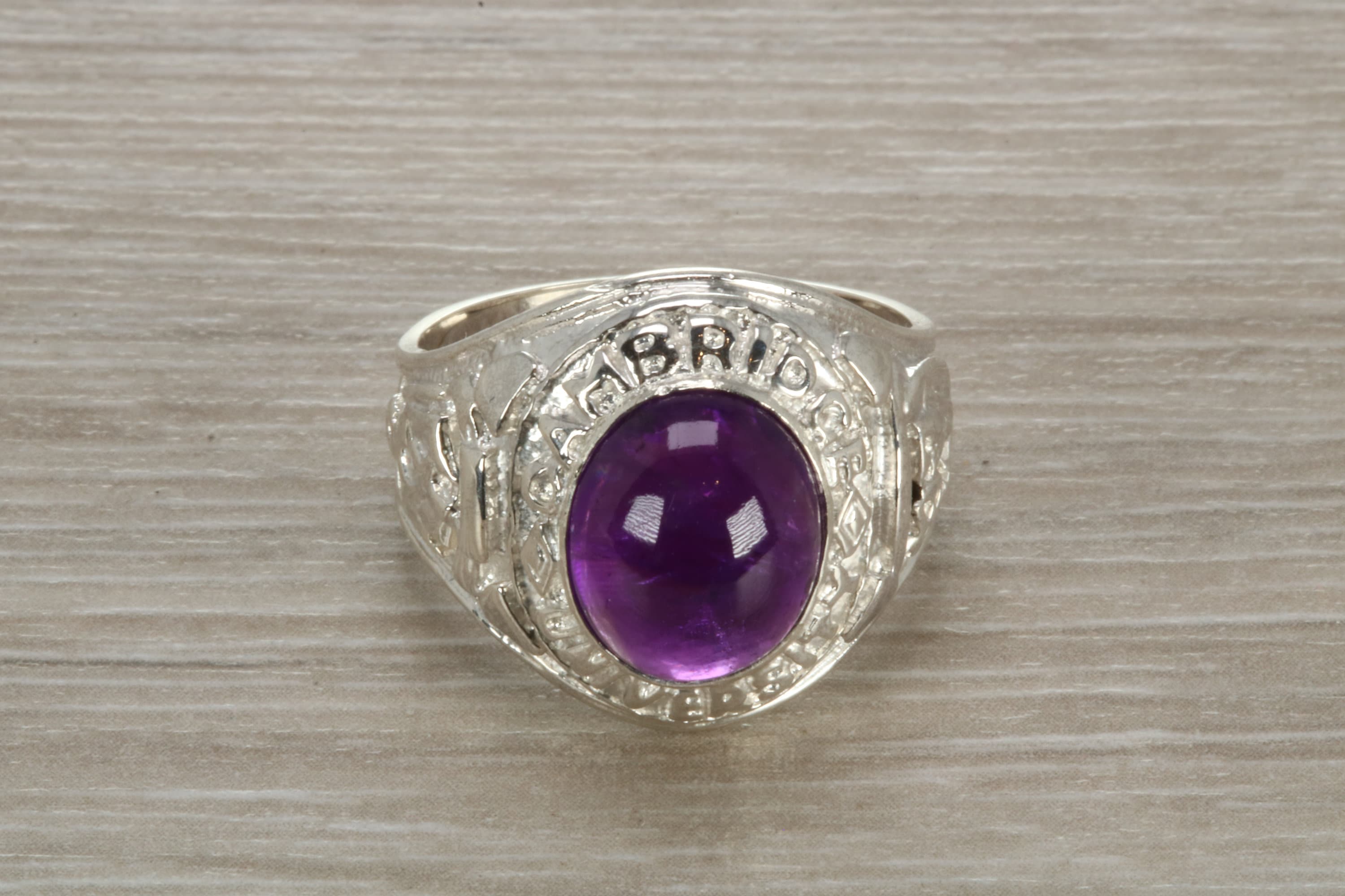 Gents Sterling Silver Amethyst Set College Ring - Etsy