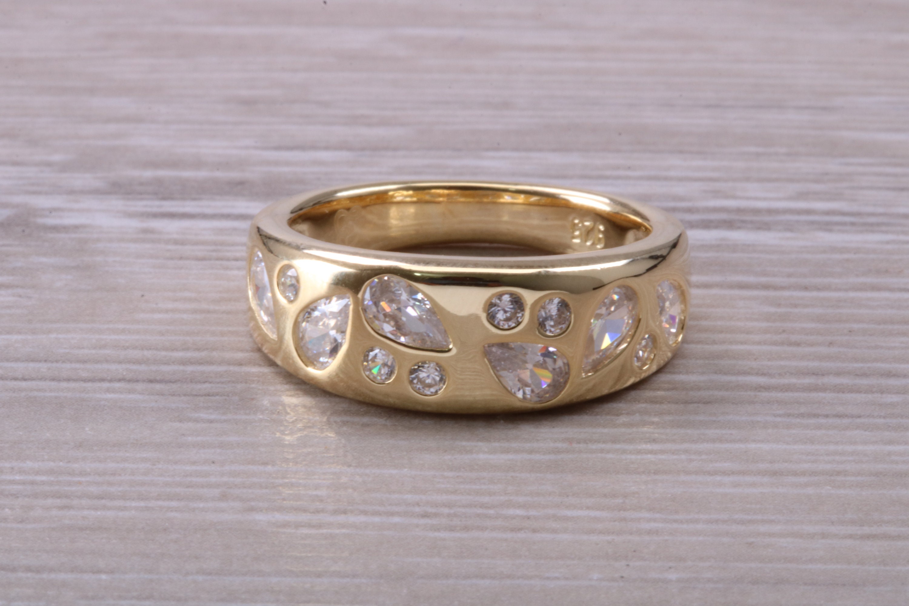 Wide and Chunky Diamond Set Band Round and Teardrop Cut - Etsy