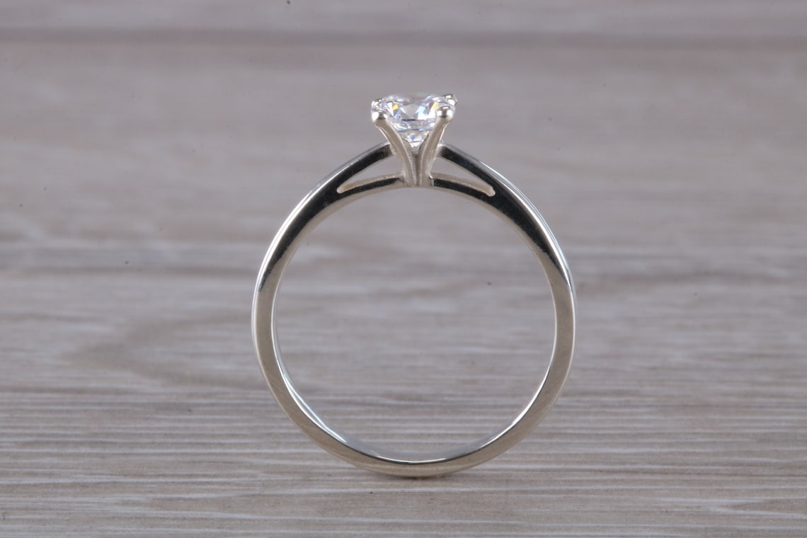 Silver Solitaire Ring Set With Beautiful Round Diamond White Cubic ...