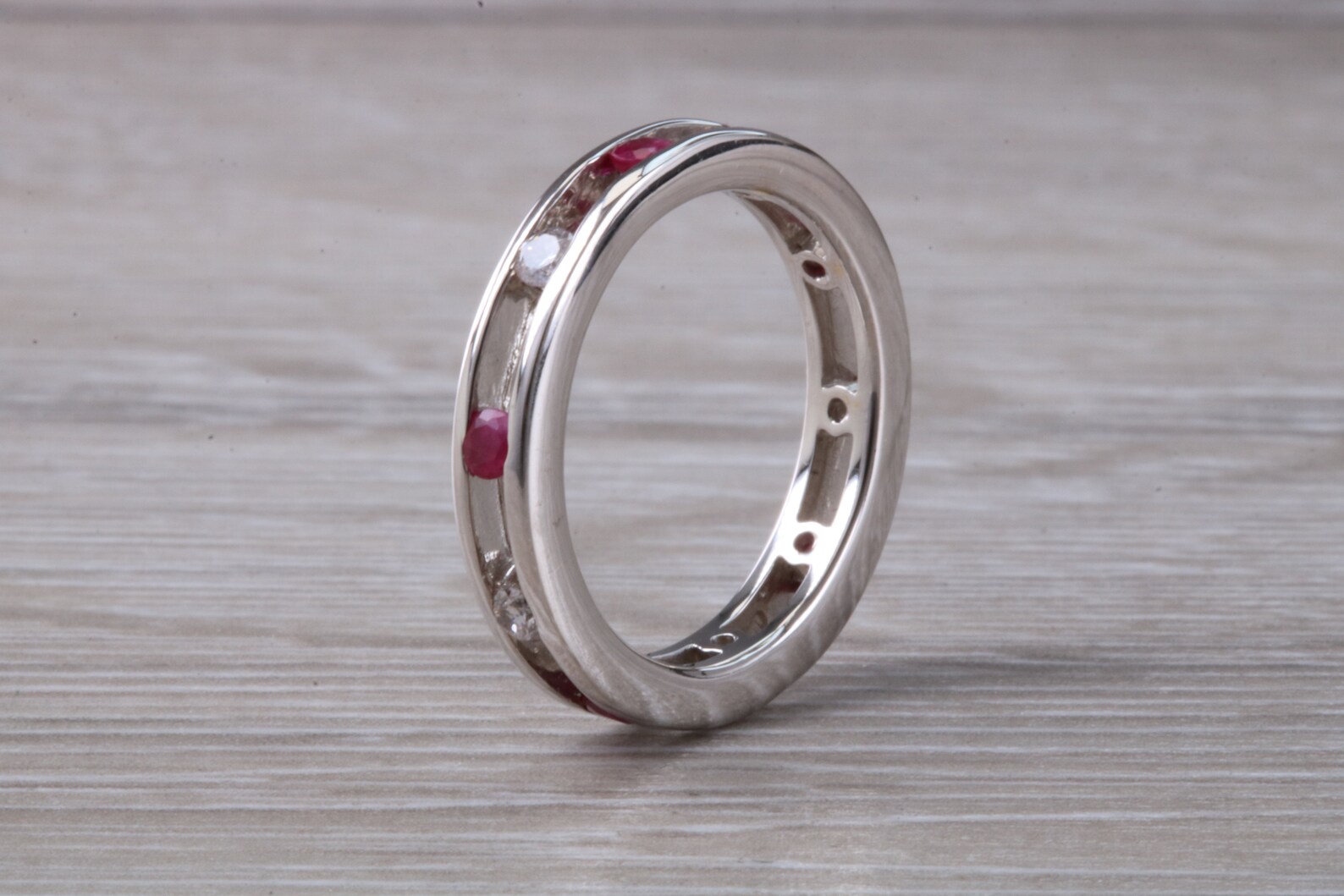 Circle set Ruby and Diamond eternity ring. round rubies and | Etsy