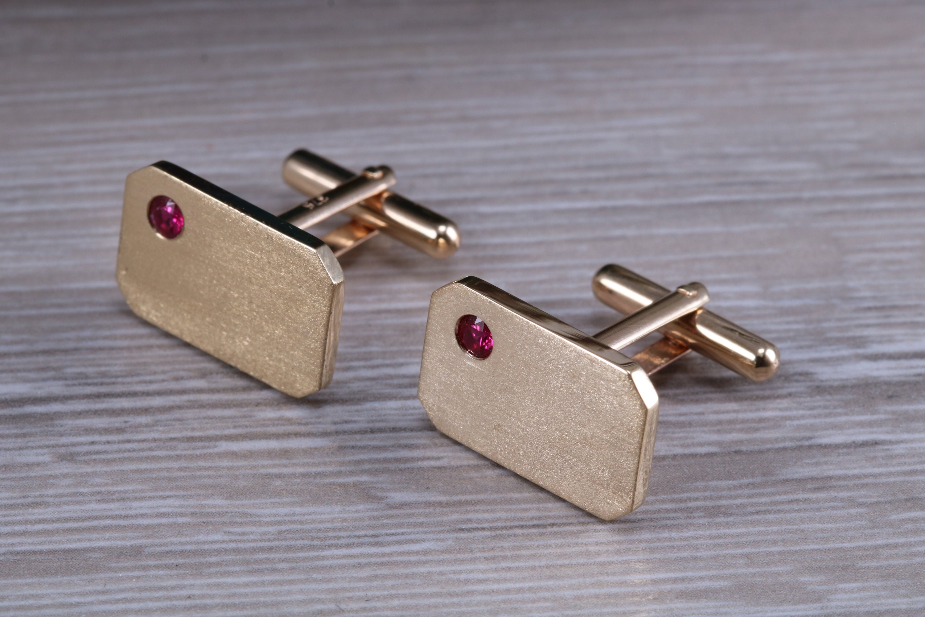 Gents Gold Cufflinks Heavy Solid Yellow Gold Set With Your | Etsy