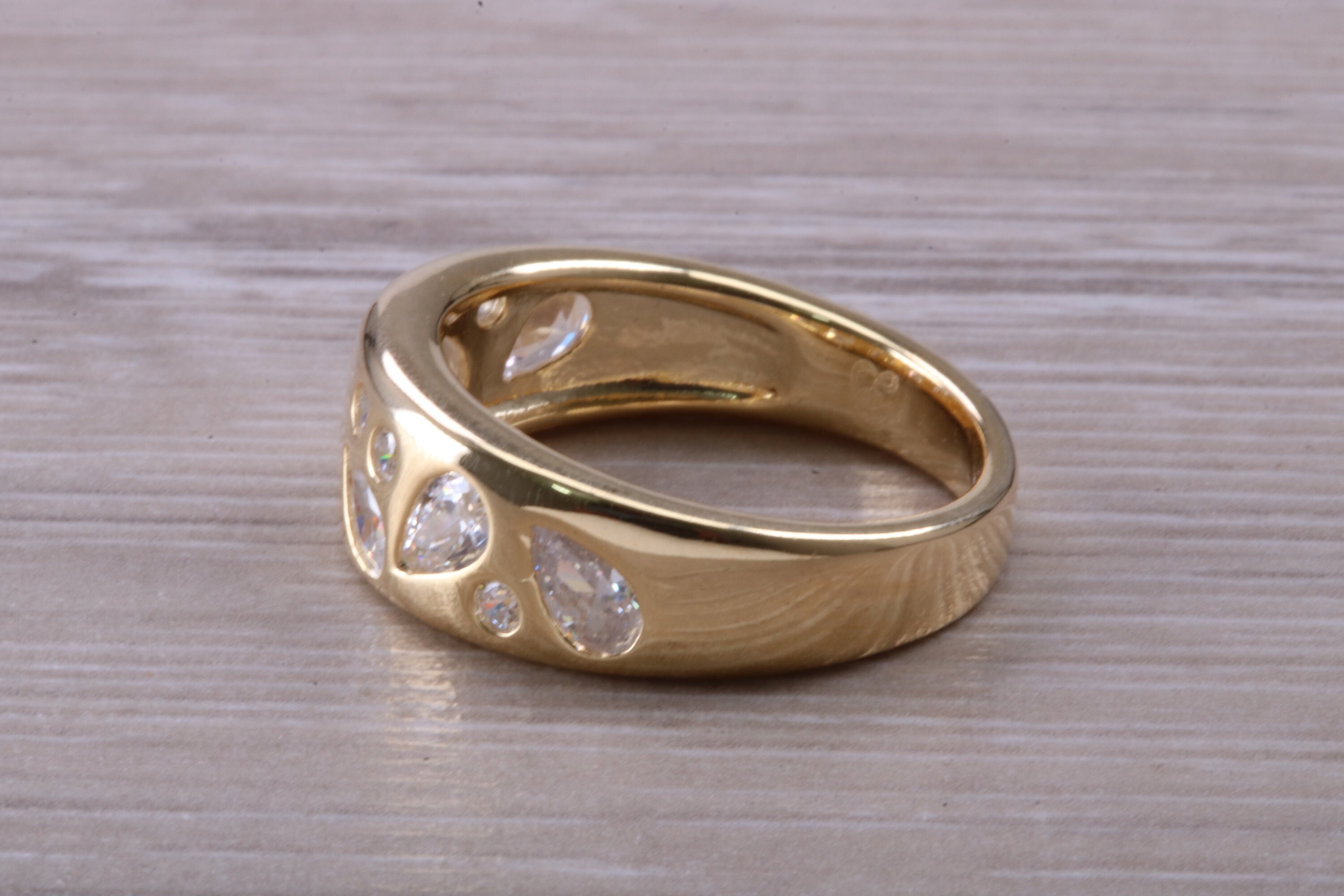 Wide and Chunky Diamond Set Band Round and Teardrop Cut - Etsy