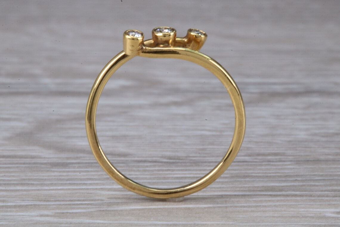 Trilogy Diamond Crossover Set Yellow Gold Ring - Etsy