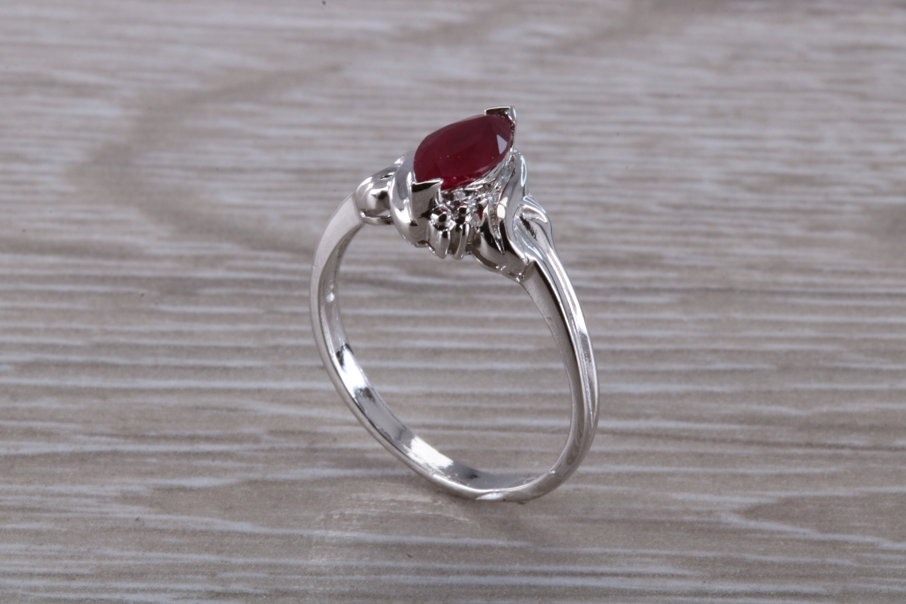 Marquise Cut Ruby Ring - Etsy UK