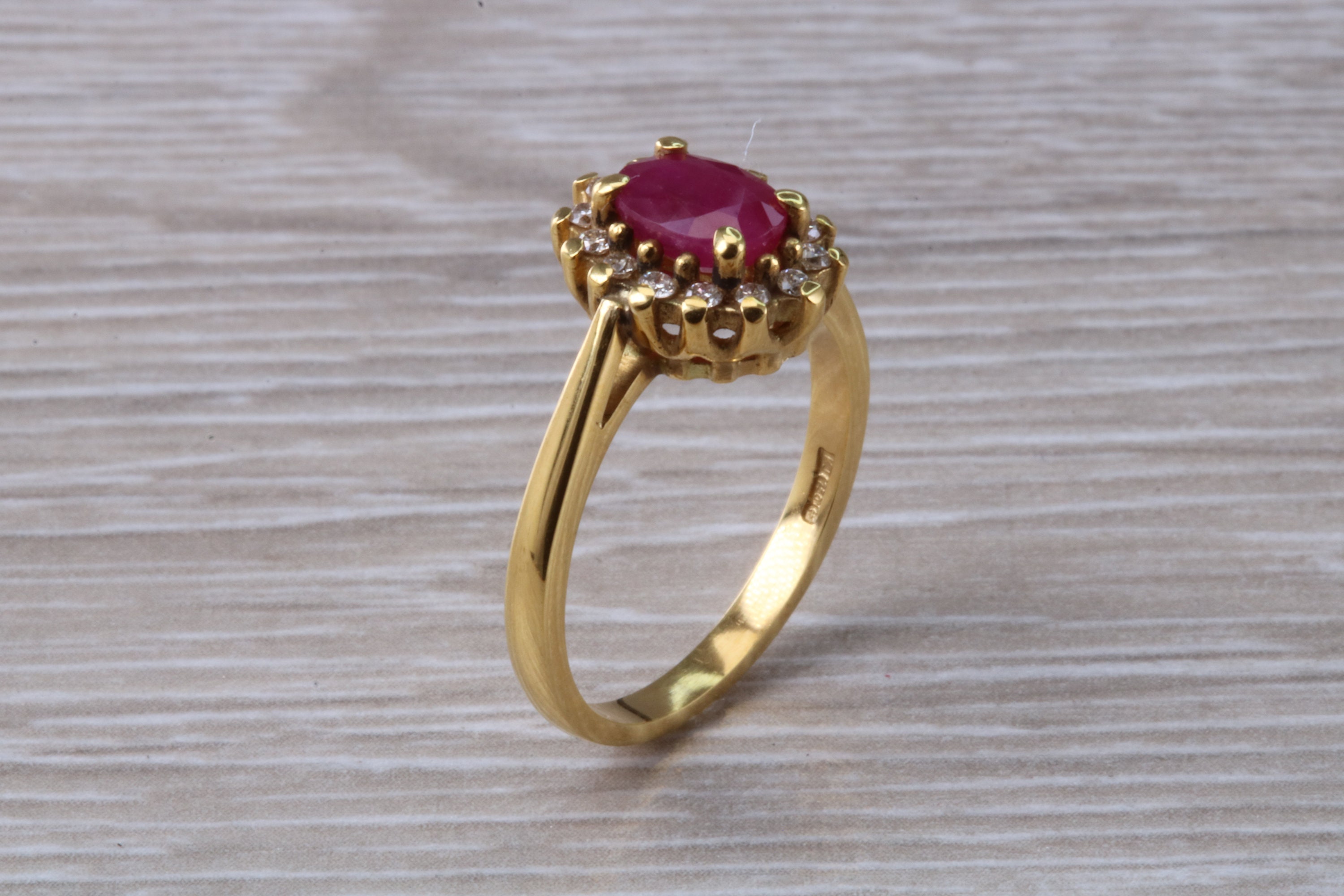 Traditional Ruby and Diamond Cluster Ring - Etsy