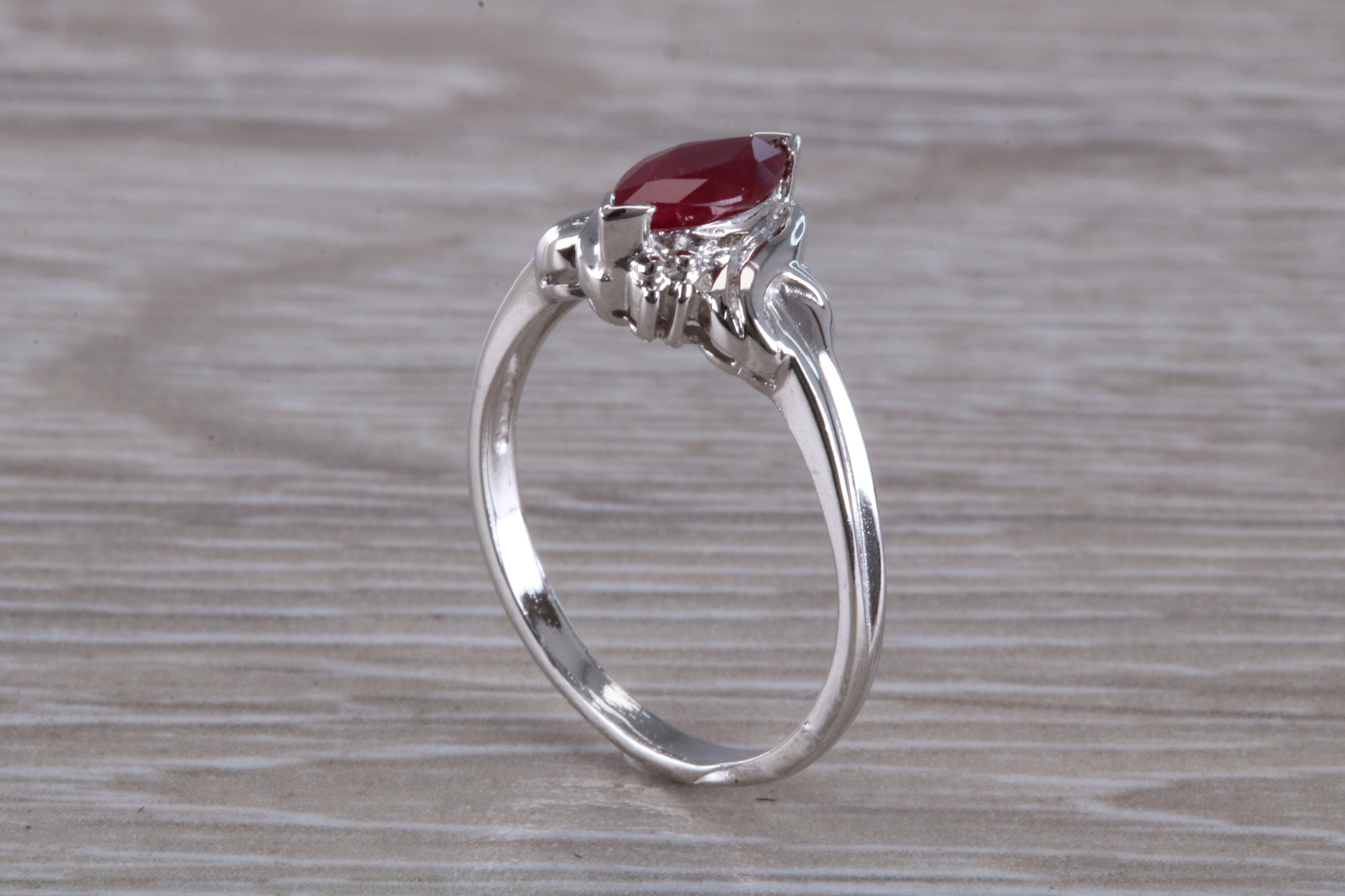 Marquise Cut Ruby Ring - Etsy UK