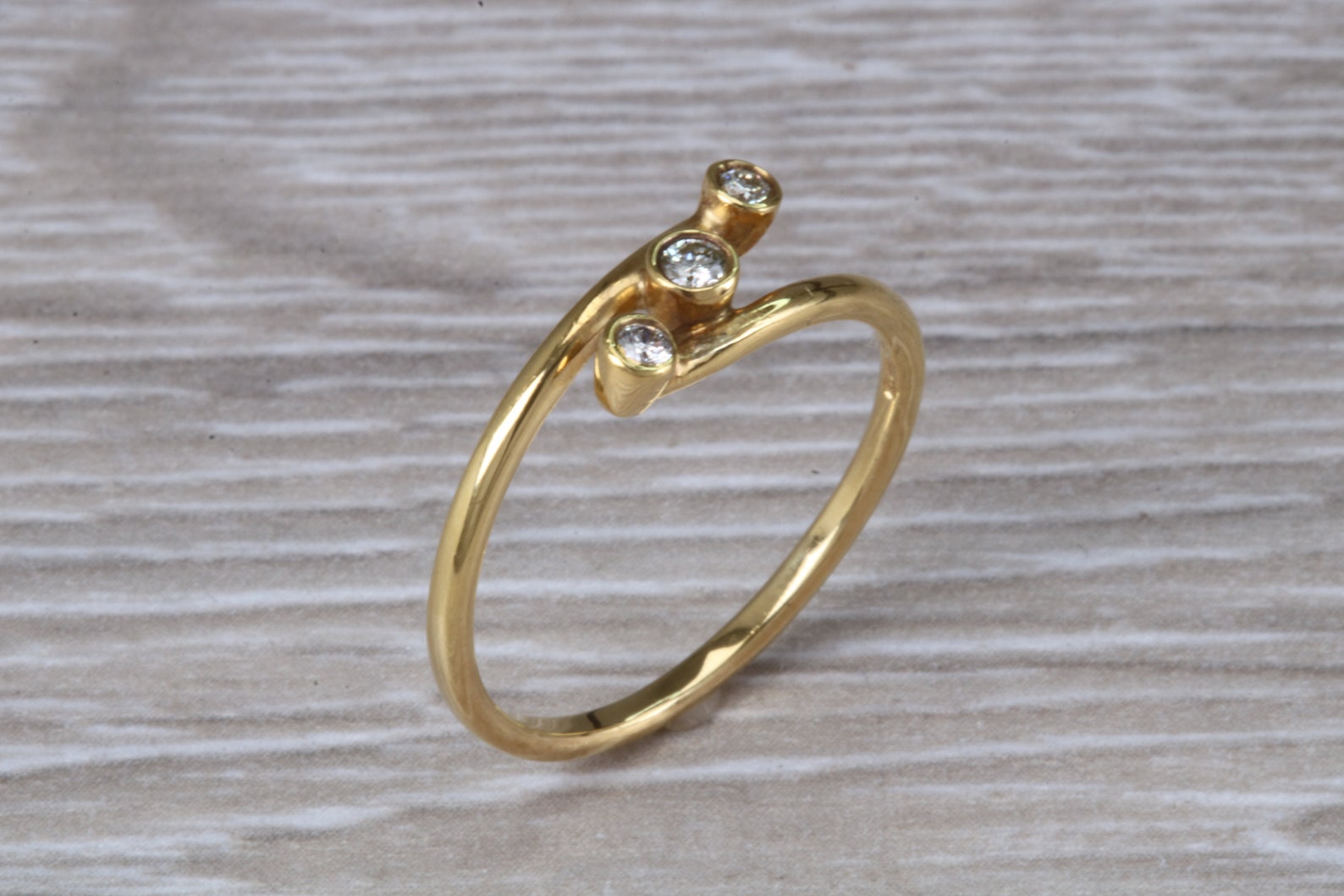Trilogy Diamond Crossover Set Yellow Gold Ring - Etsy