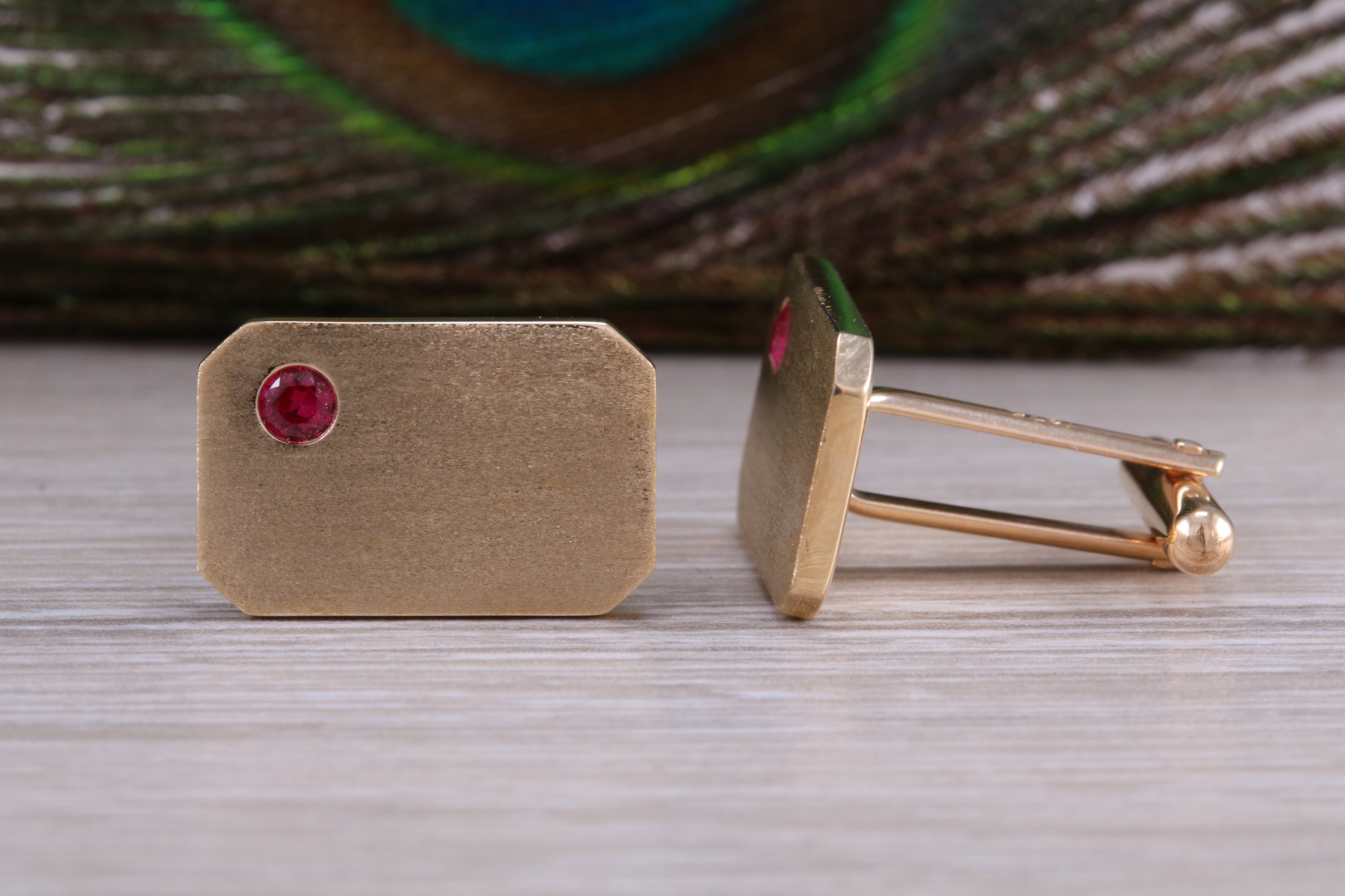 Gents Gold Cufflinks Heavy Solid Yellow Gold Set With Your | Etsy