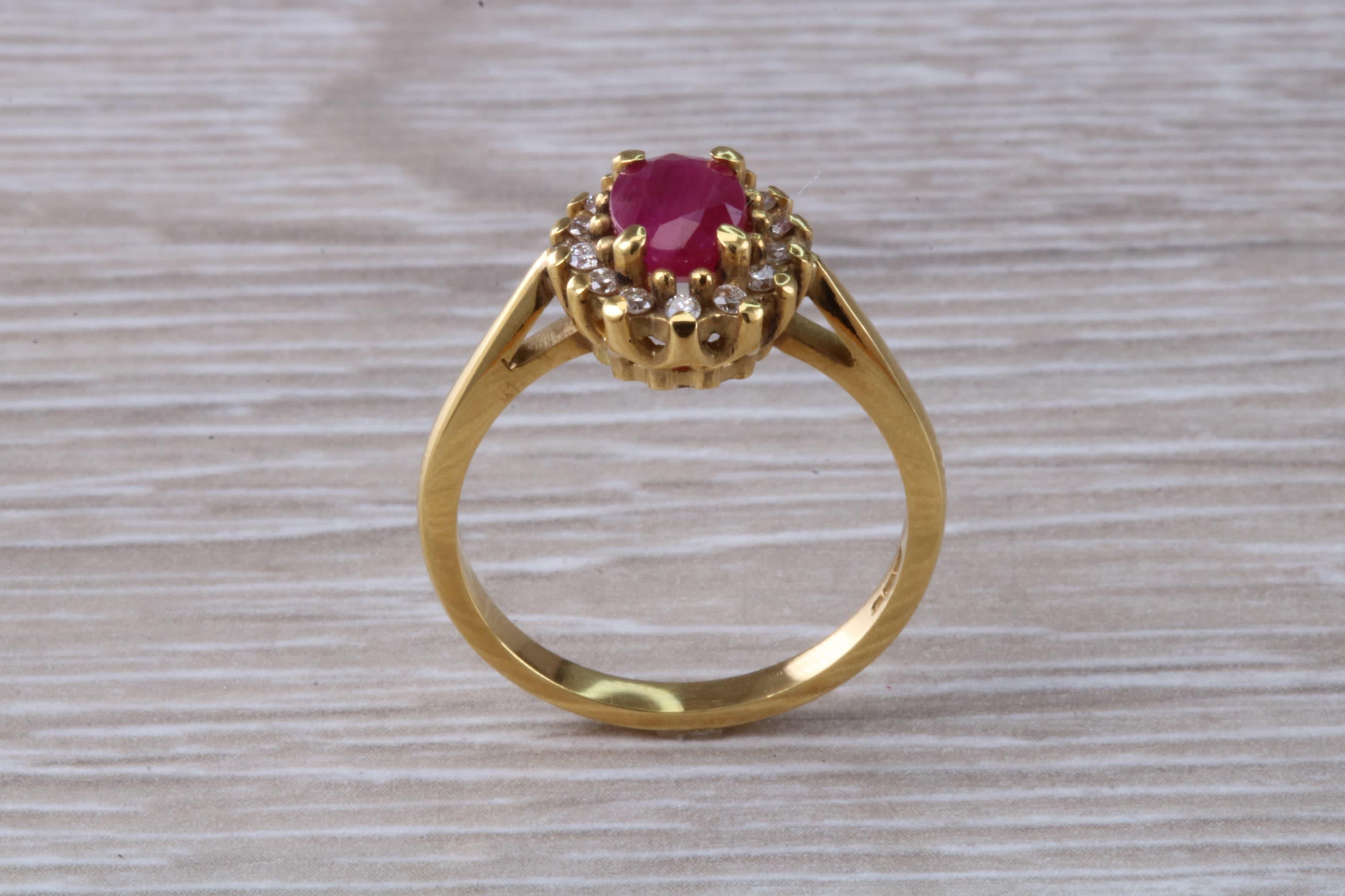 Traditional Ruby and Diamond Cluster Ring - Etsy