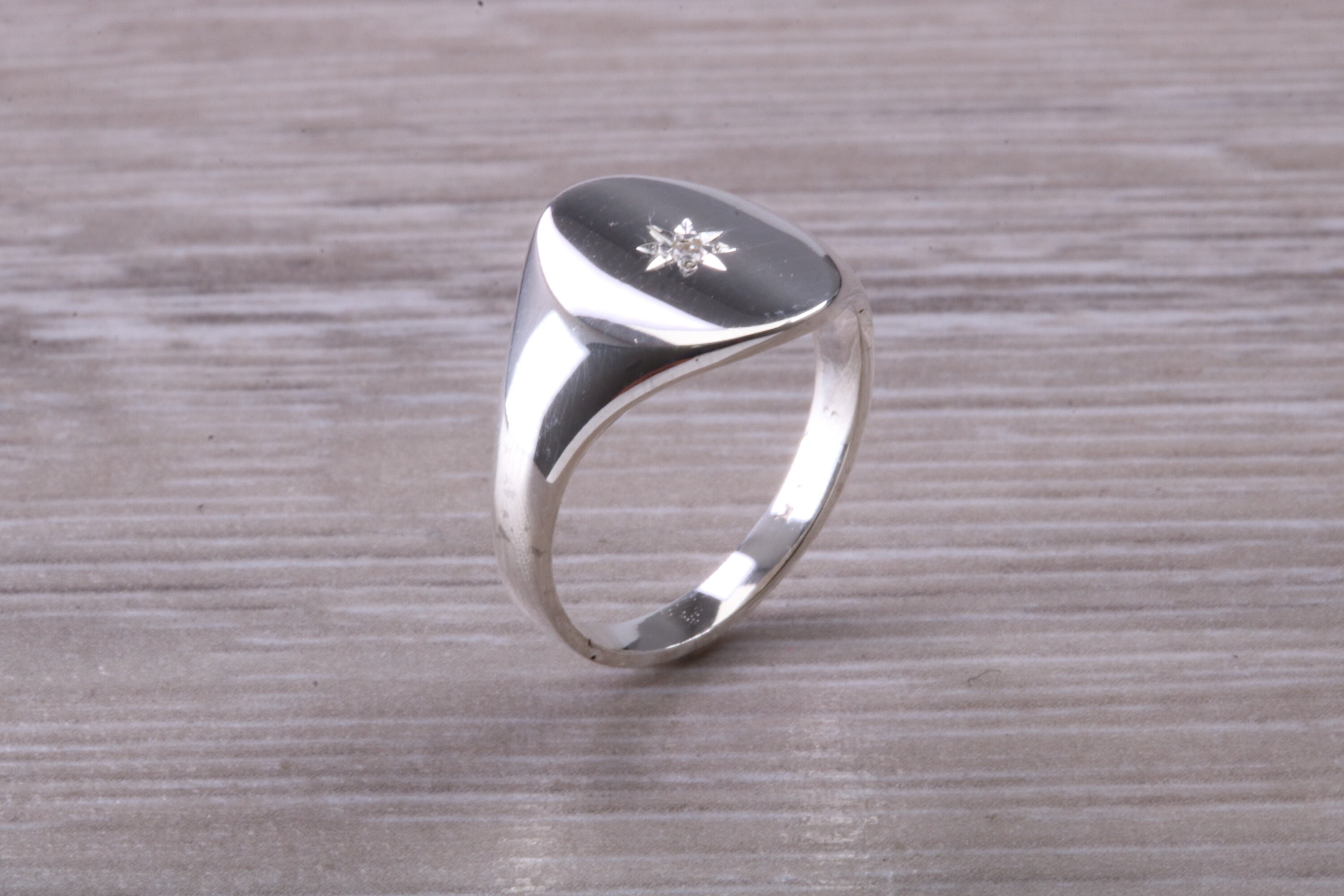 Very Dainty Diamond Set Signet Ring | Etsy UK