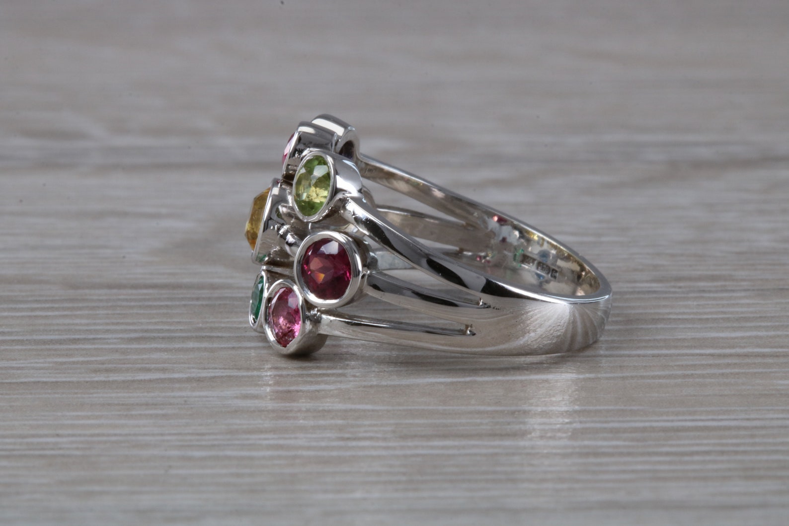 Multi Gemstone Set 13 Mm Wide Bubble Ring | Etsy