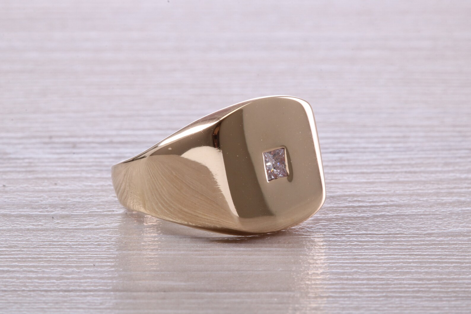 Chunky and Heavy Diamond Set Yellow Gold Signet Ring - Etsy