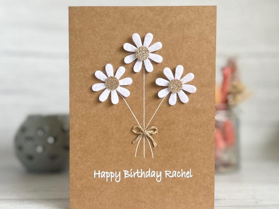 Sparkly Daisy Birthday Card, Daisy Flower Card, Daisy Birthday Card for ...