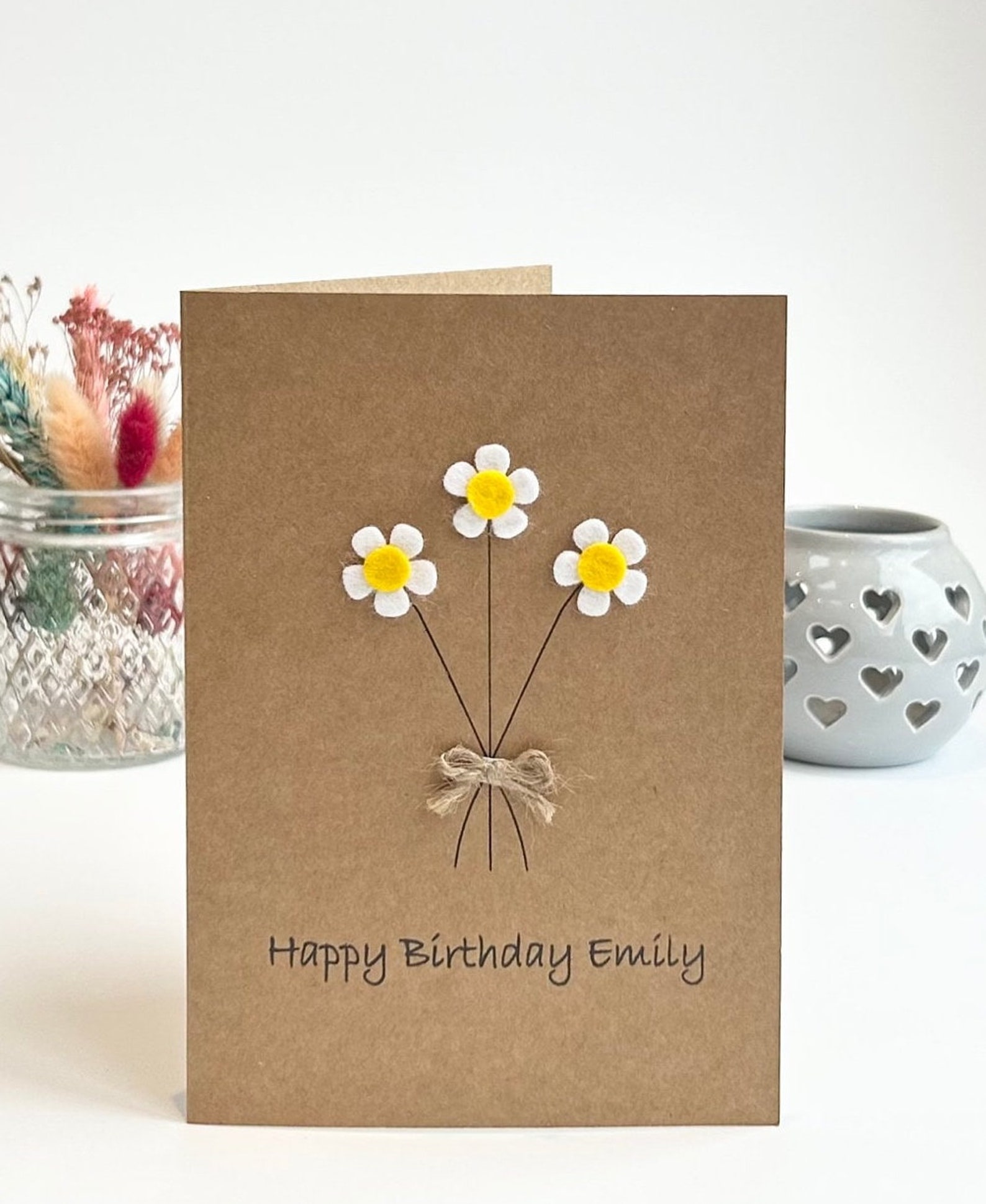Handmade Mum Birthday Card, Mum Flower Card, Button Card, Happy ...