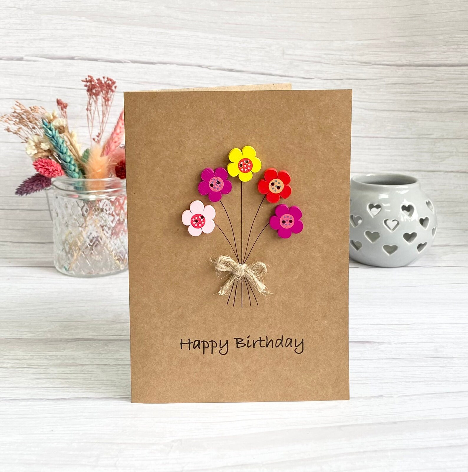 Handmade Mum Birthday Card Mum Flower Card Button Card - Etsy