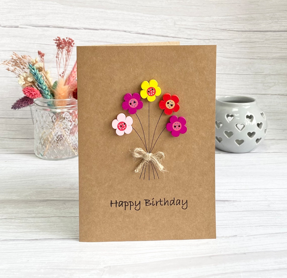 Handmade Mum Birthday Card Mum Flower Card Button Card - Etsy