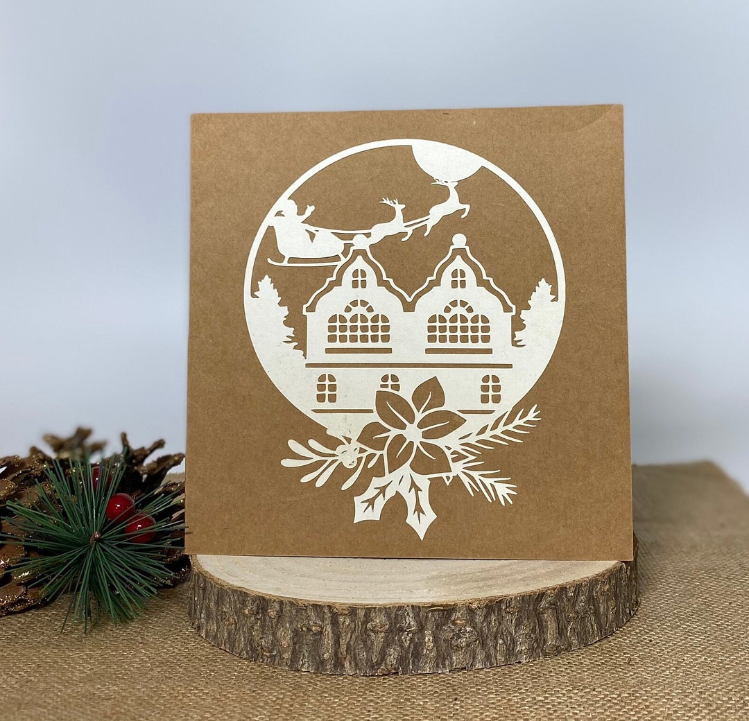 Papercut Christmas Card Merry Christmas Card - Etsy