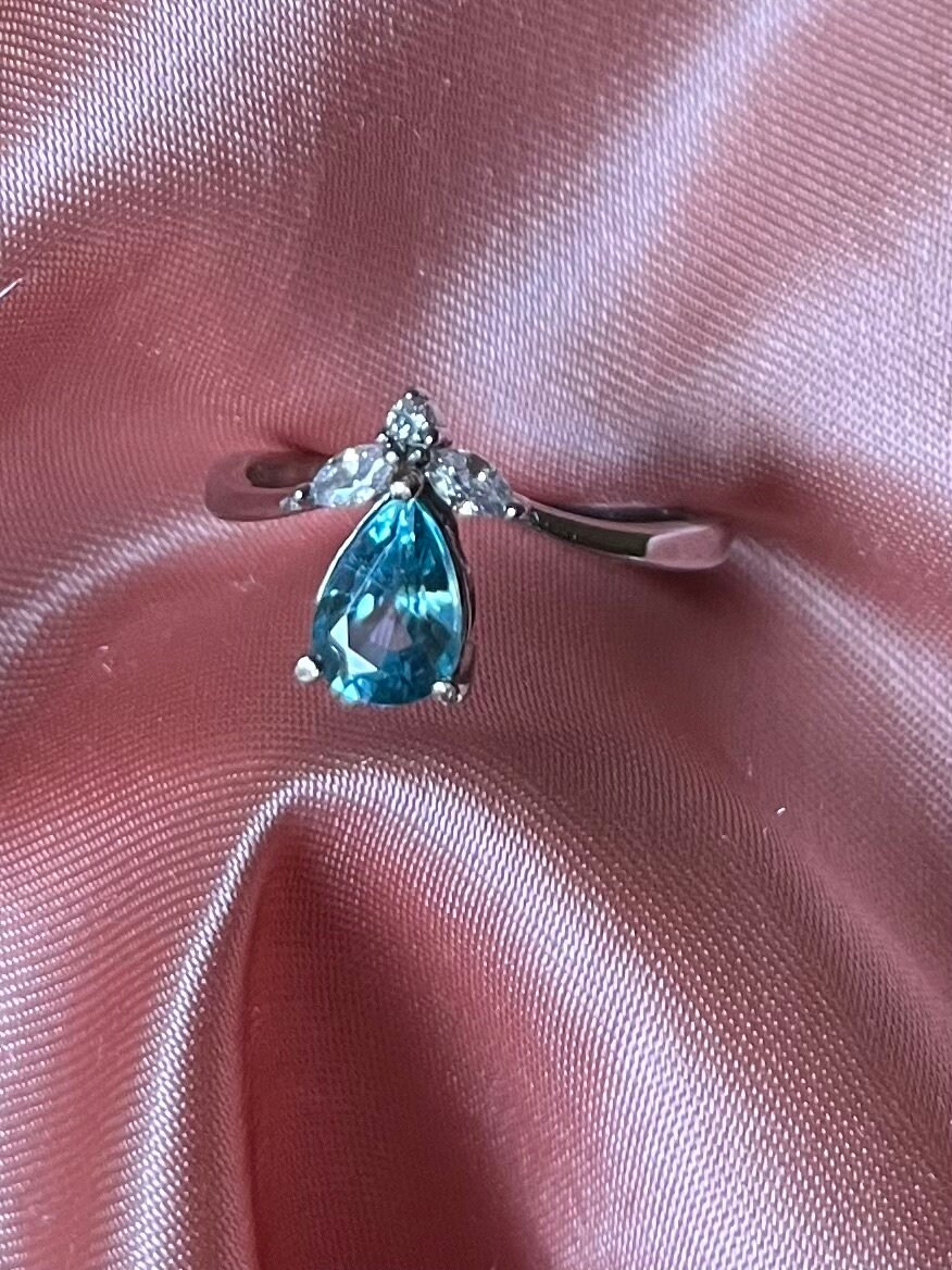 Natural Blue Zircon Ring Silver - Etsy