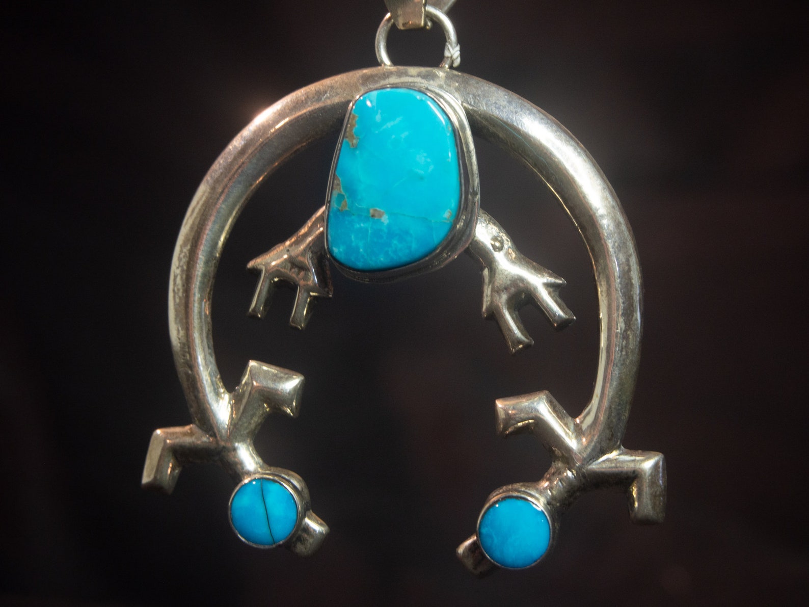 Silver and Turquoise Naja Pendantnative American, 7cm Tall X 5.6cm Wide ...