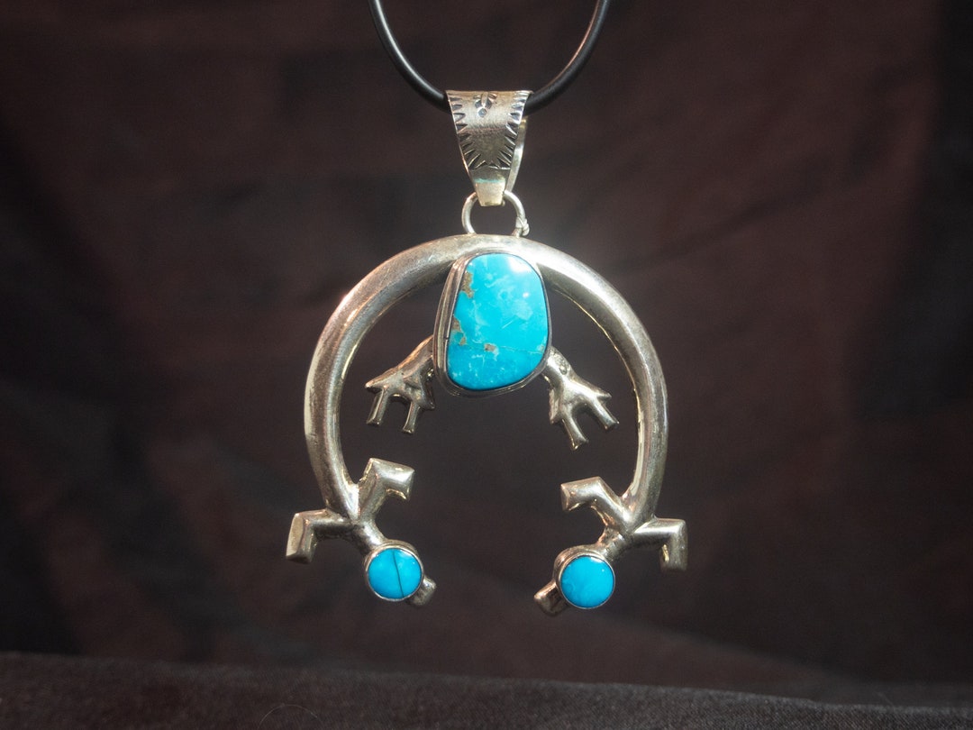 Silver and Turquoise Naja Pendantnative American, 7cm Tall X 5.6cm Wide ...