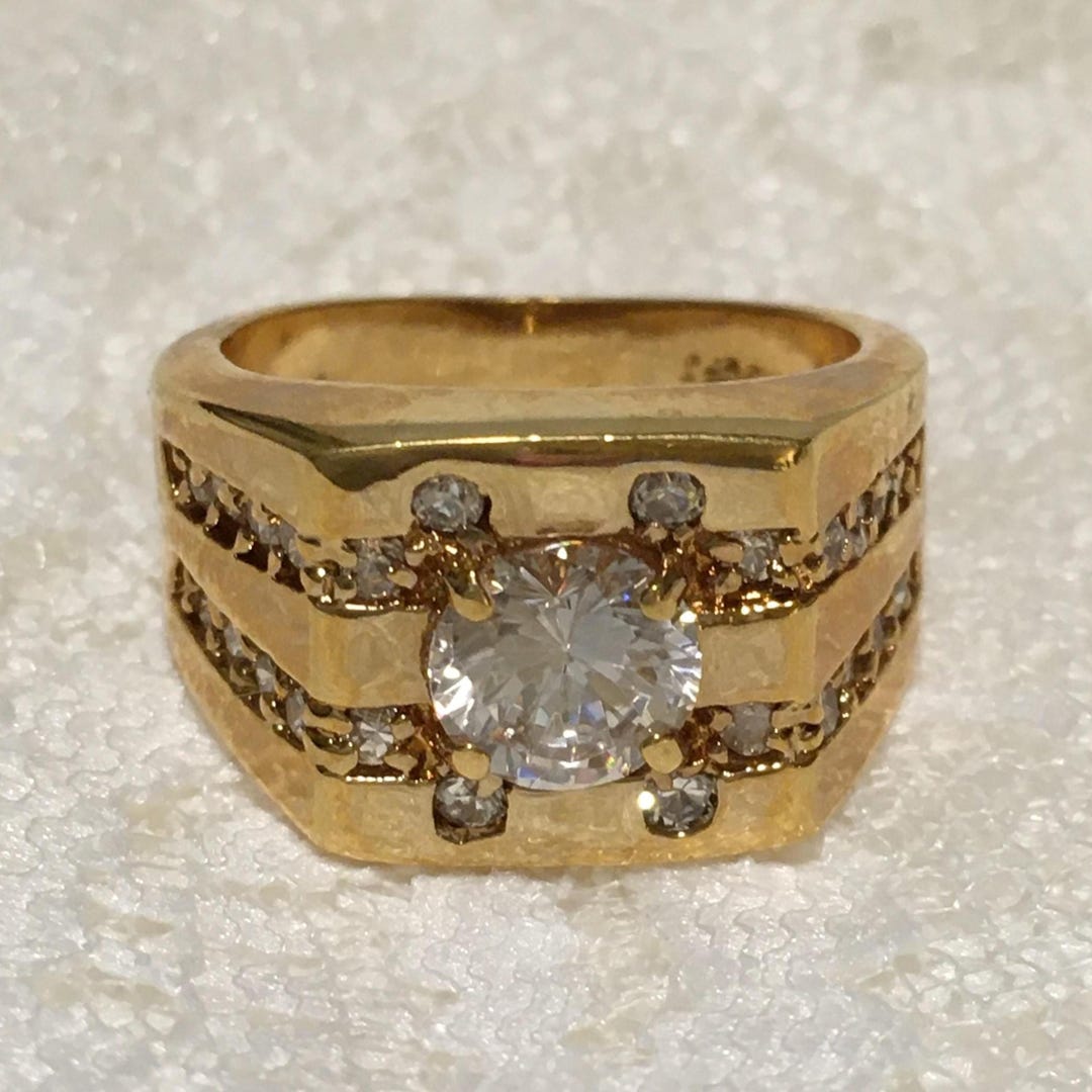 Vintage Lind Gold Plated Faux Diamonds Size 9 Ring 14K HGE Lind Size 8 ...