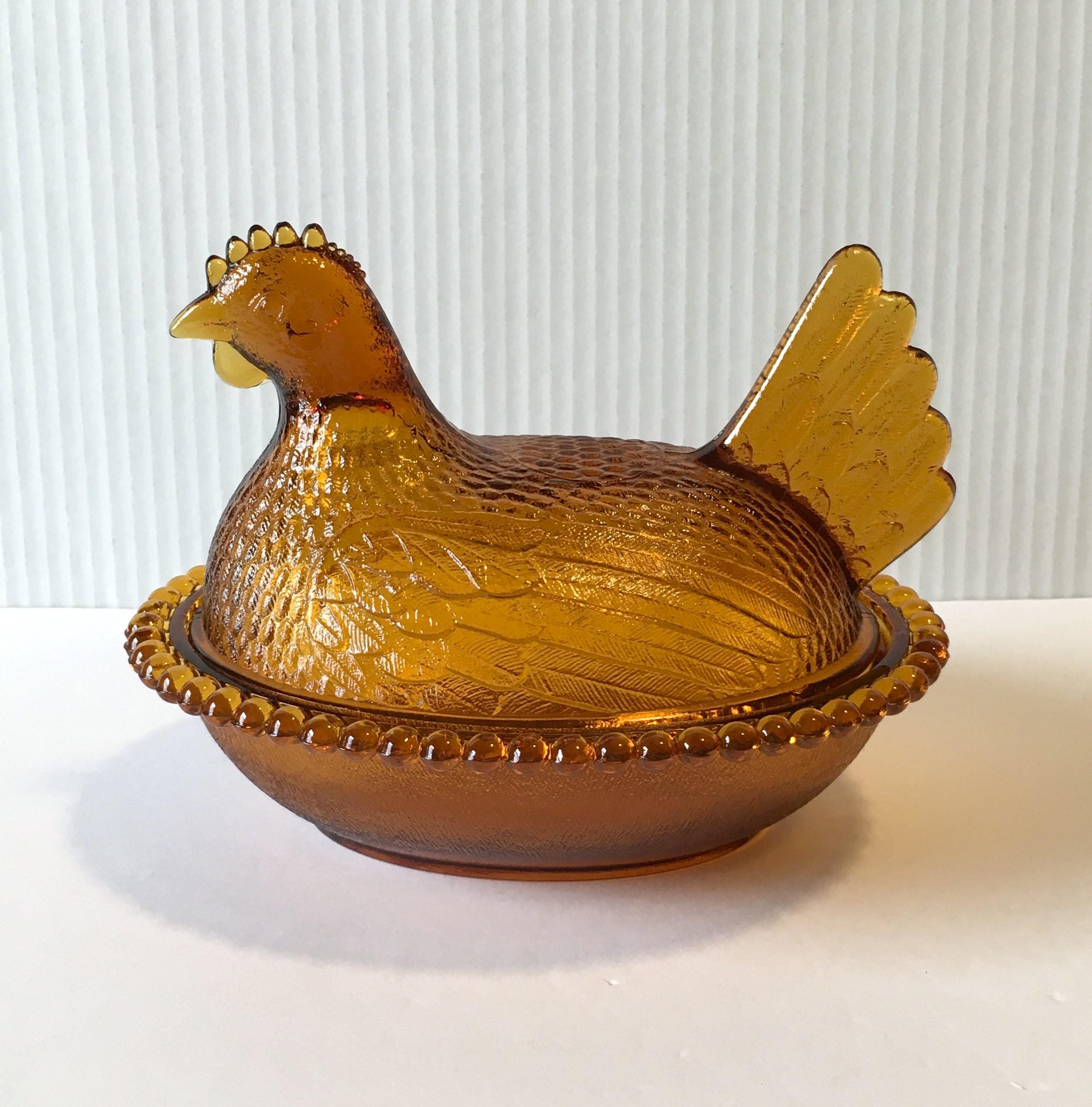 Vintage Hen on Nest Amber Glass Dish, Indiana Glass Hen on Nest Candy ...