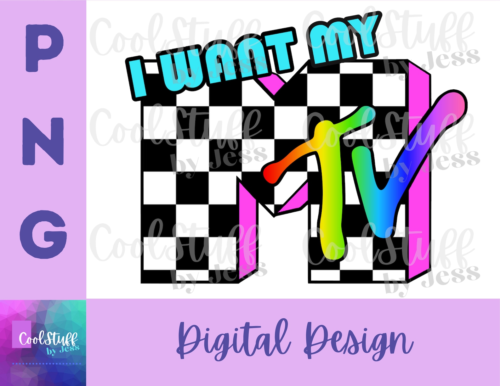 I Want My Mtv Classic Checkered Digital File for Sublimation Printing ...